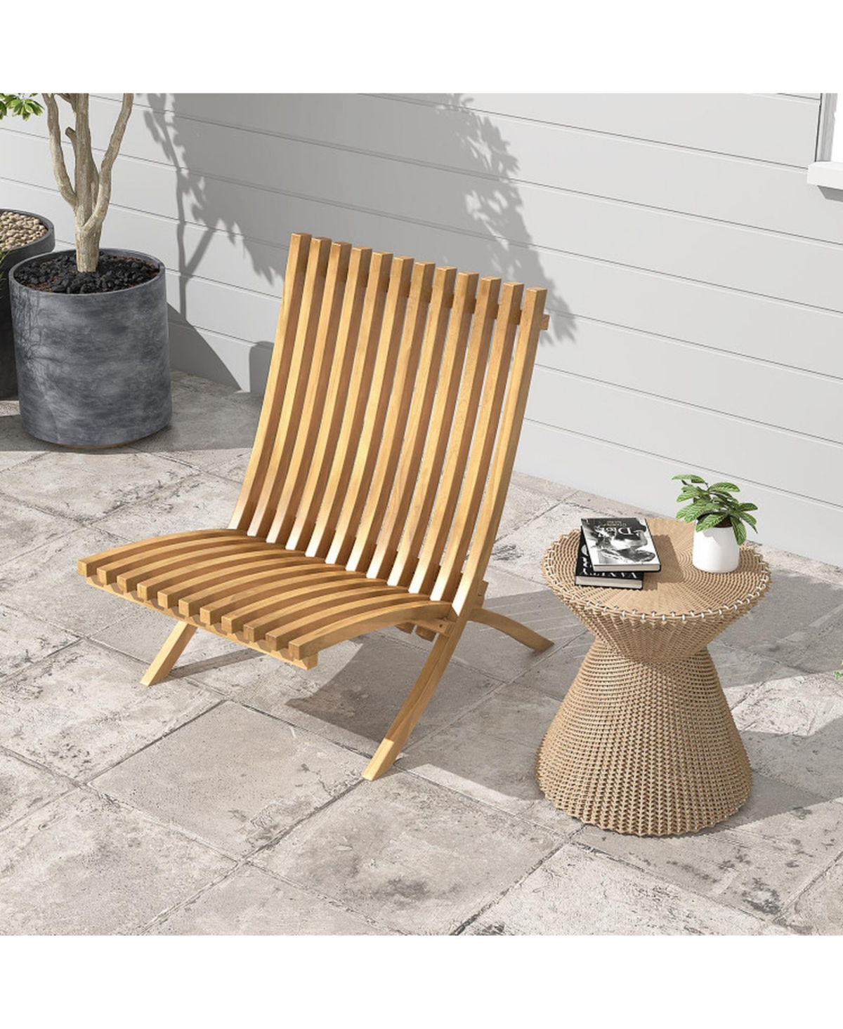 Click here for Gouun Folding Teak Wood Outdoor Lounge Chair with... prices