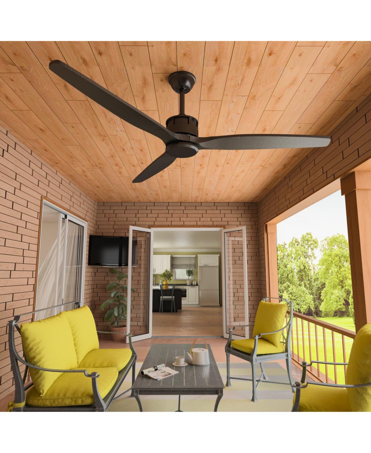 Click here for Homsee Modern 52-Inch Black Ceiling Fan with Solid... prices