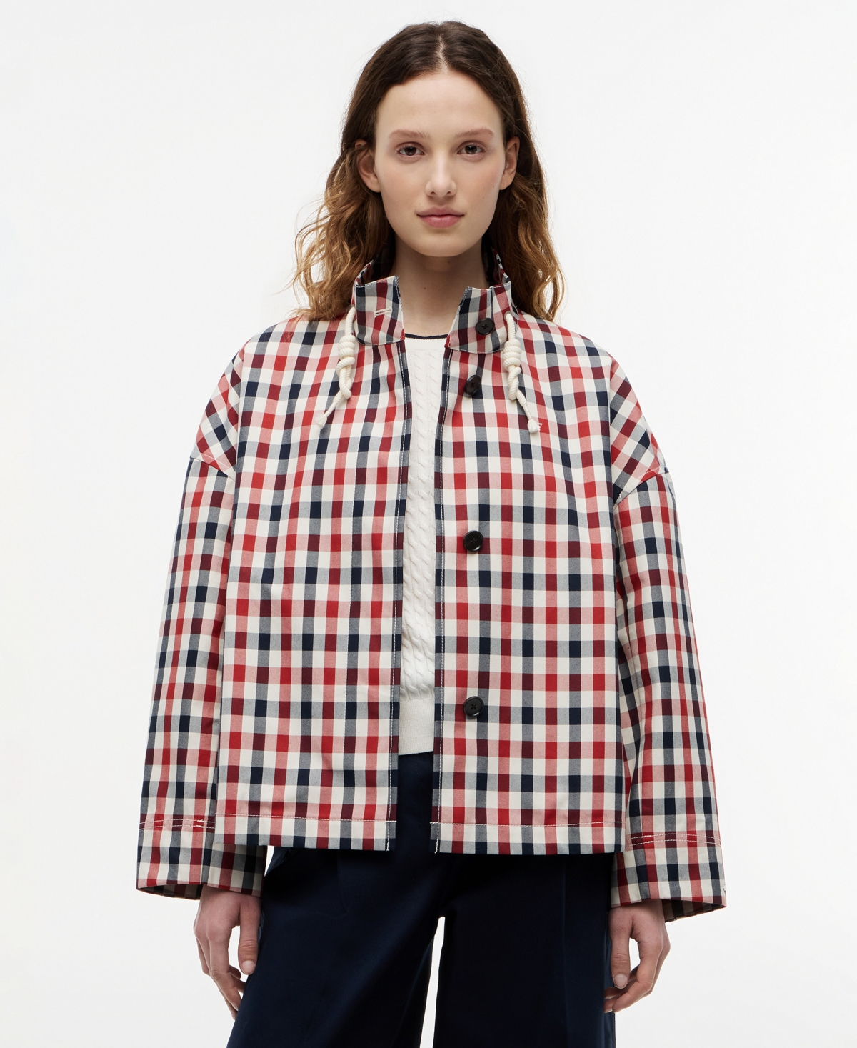 Click here for Tommy Hilfiger Womens Cotton-Blend Checked Parka J... prices