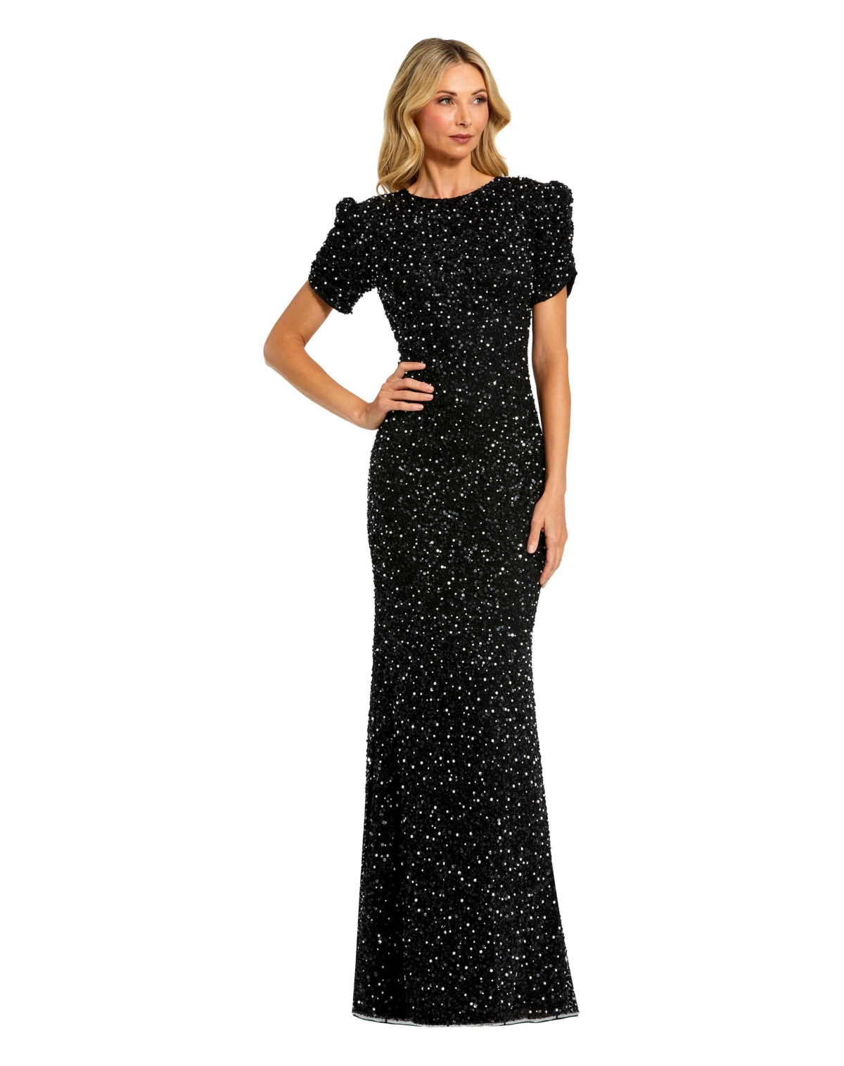 Click here for Mac Duggal Petite Embellished Mesh High Neck Puff... prices