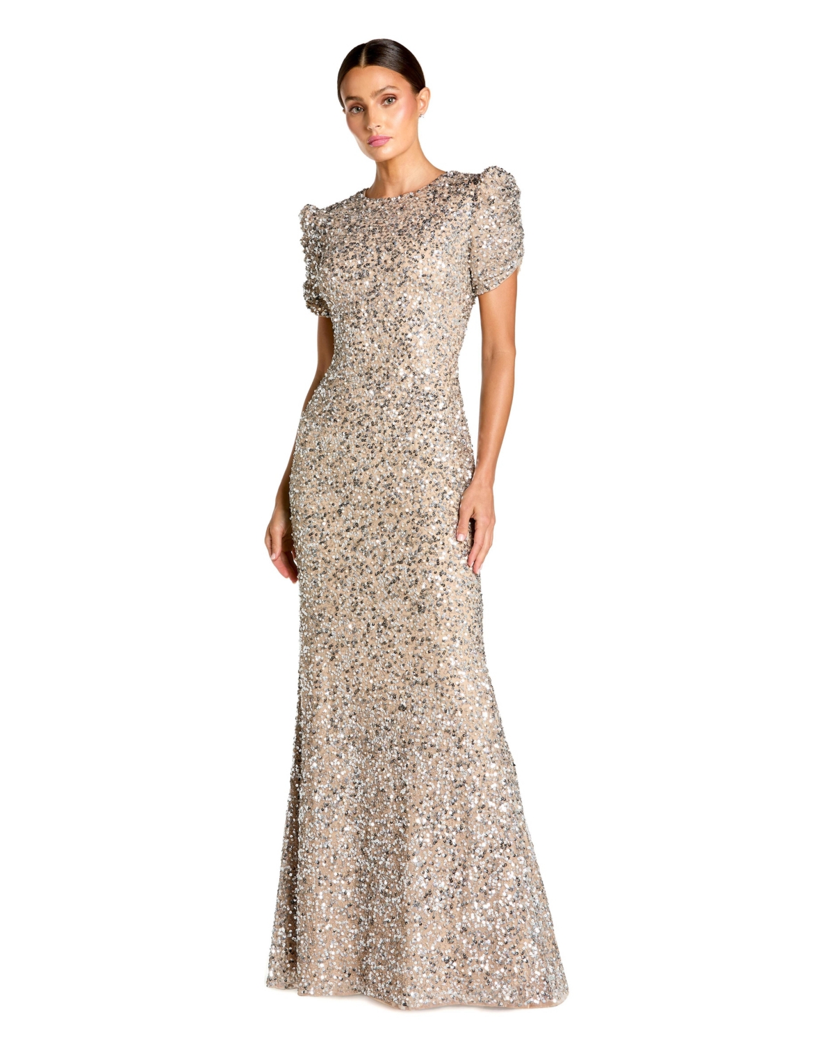 Click here for Mac Duggal Petite Embellished Mesh High Neck Puff... prices