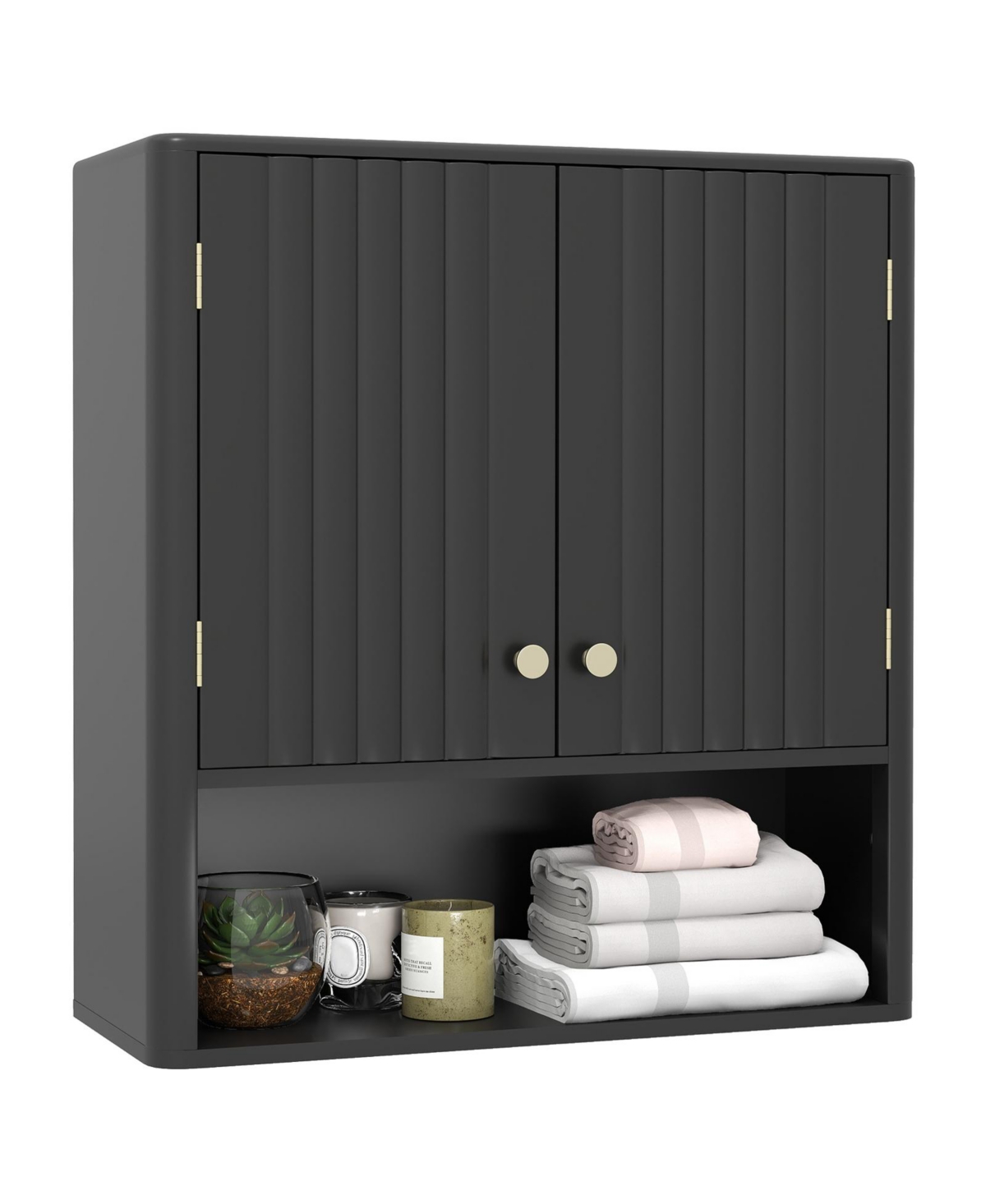 Click here for Gymax Bathroom Wall Cabinet w/Fluted Doors Adjusta... prices