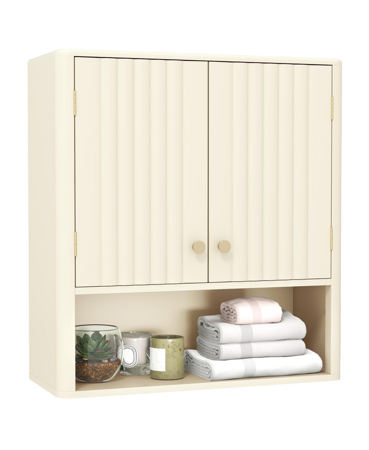 Click here for Gymax Bathroom Wall Cabinet w/Fluted Doors Adjusta... prices