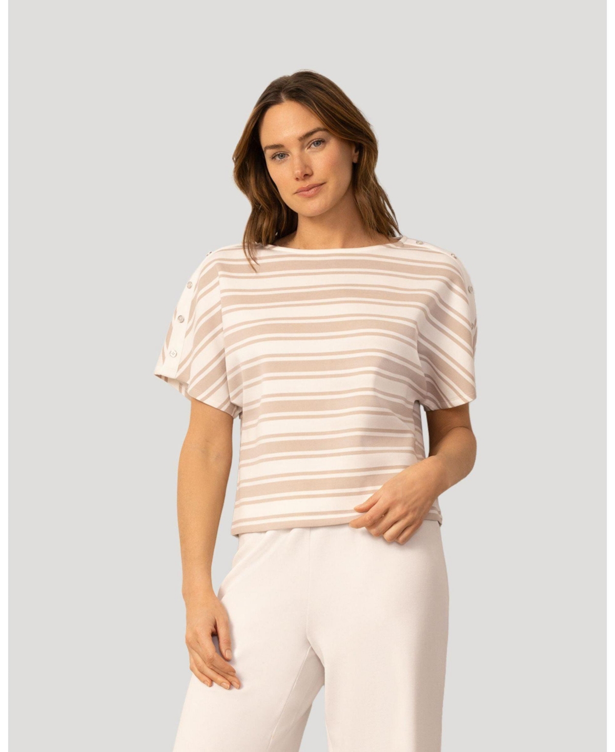 Click here for Cable & Gauge Womens Striped Modal Dolman Tee - Va... prices