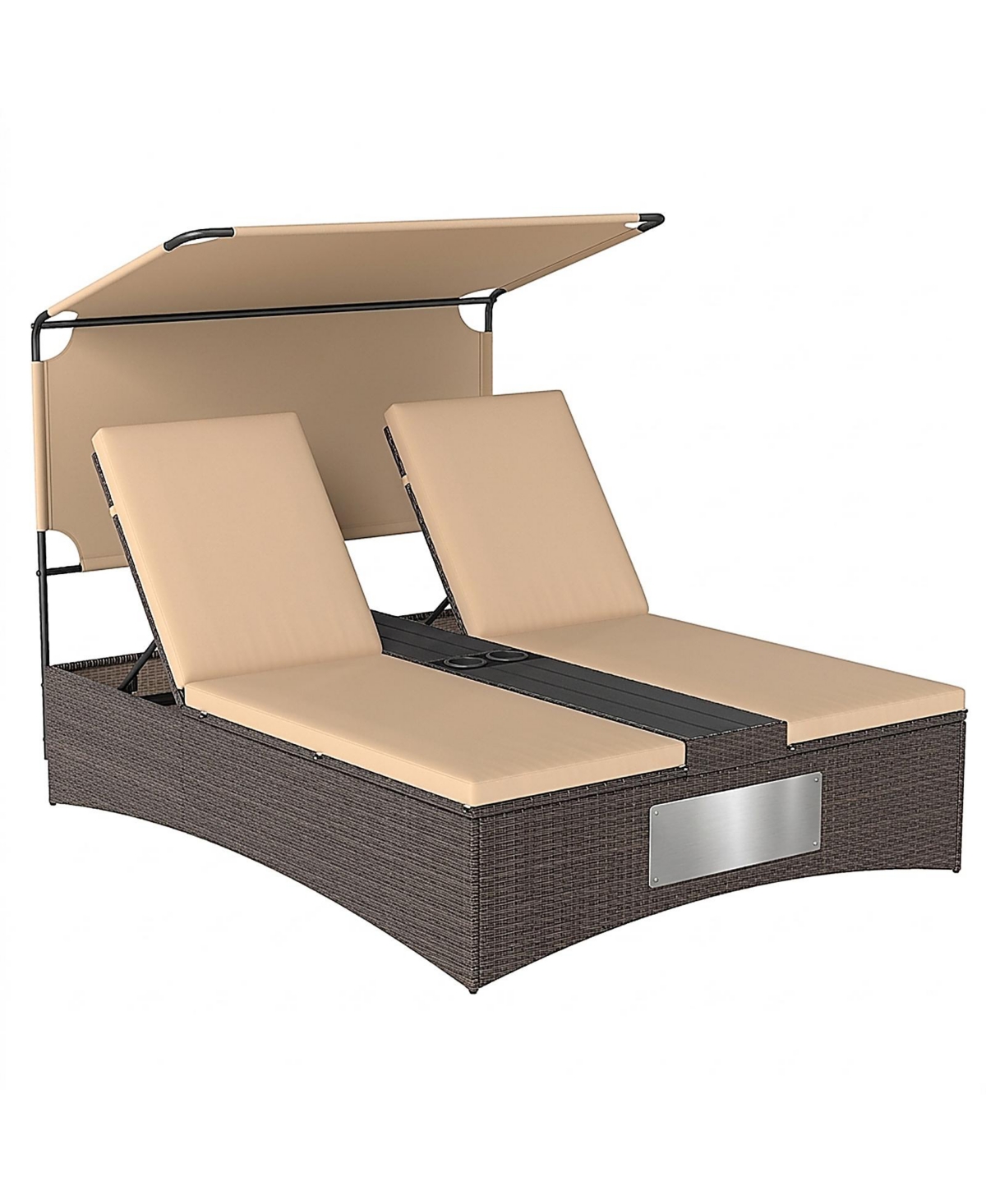 Click here for 2-Person Pe Rattan Patio Daybed with Adjustable Ba... prices