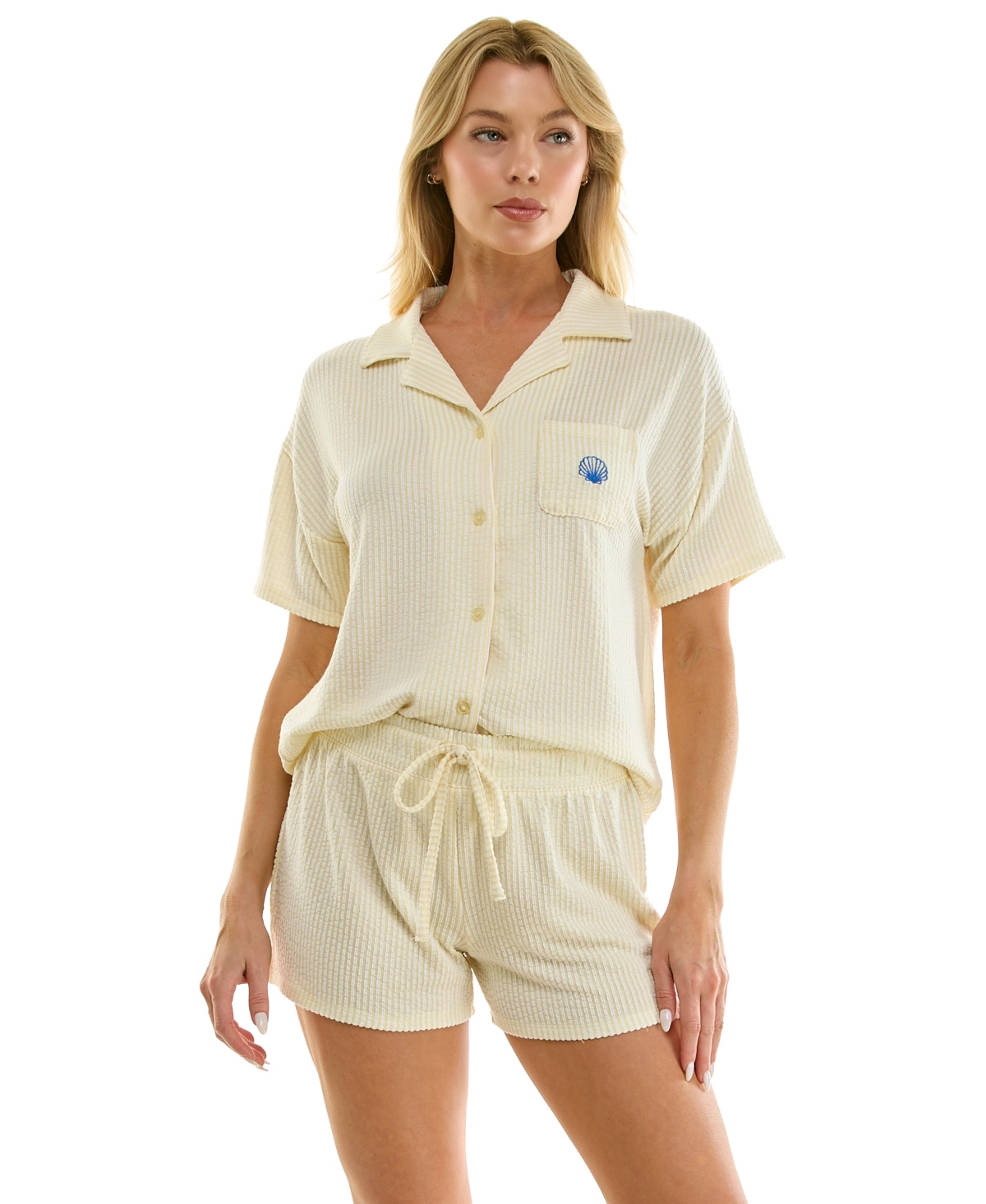 Click here for Jaclyn Intimates Womens Knit Seersucker Notch Coll... prices