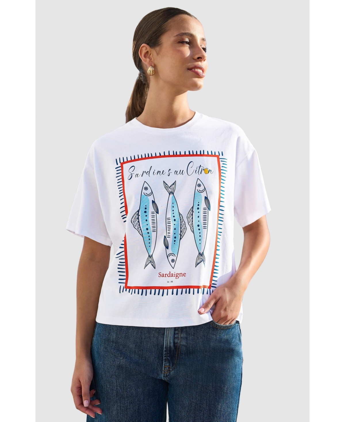 Click here for Yumi Womens Cotton Summer Motif T-Shirt - White prices