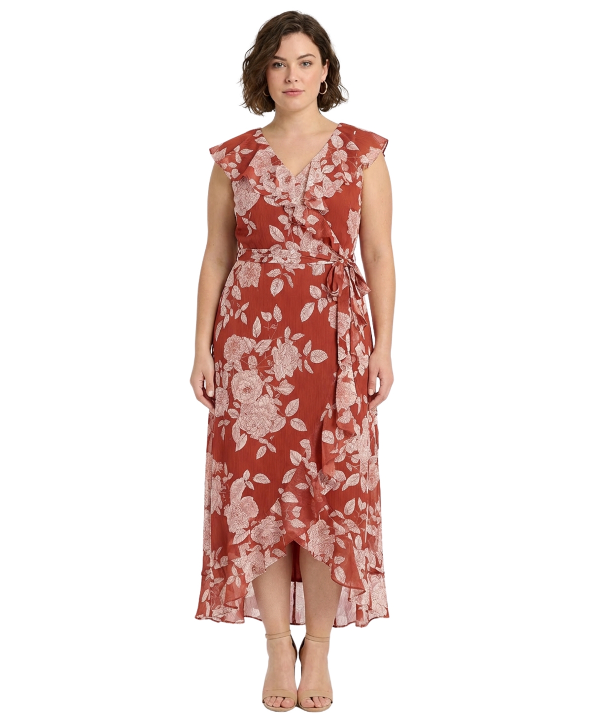 Click here for London Times Plus Size Printed Wrap V-Neck Dress -... prices