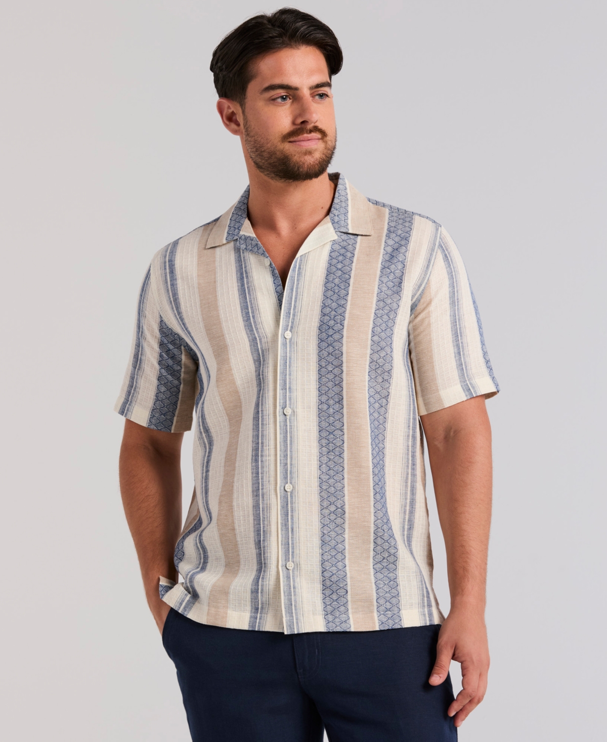 Click here for Cubavera Mens Striped All Over Dobby Shirt - Egret prices