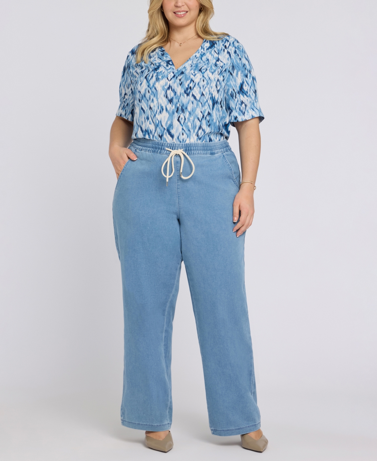Click here for Nydj Plus Size Relaxed Drawstring Pull-On Denim Pa... prices