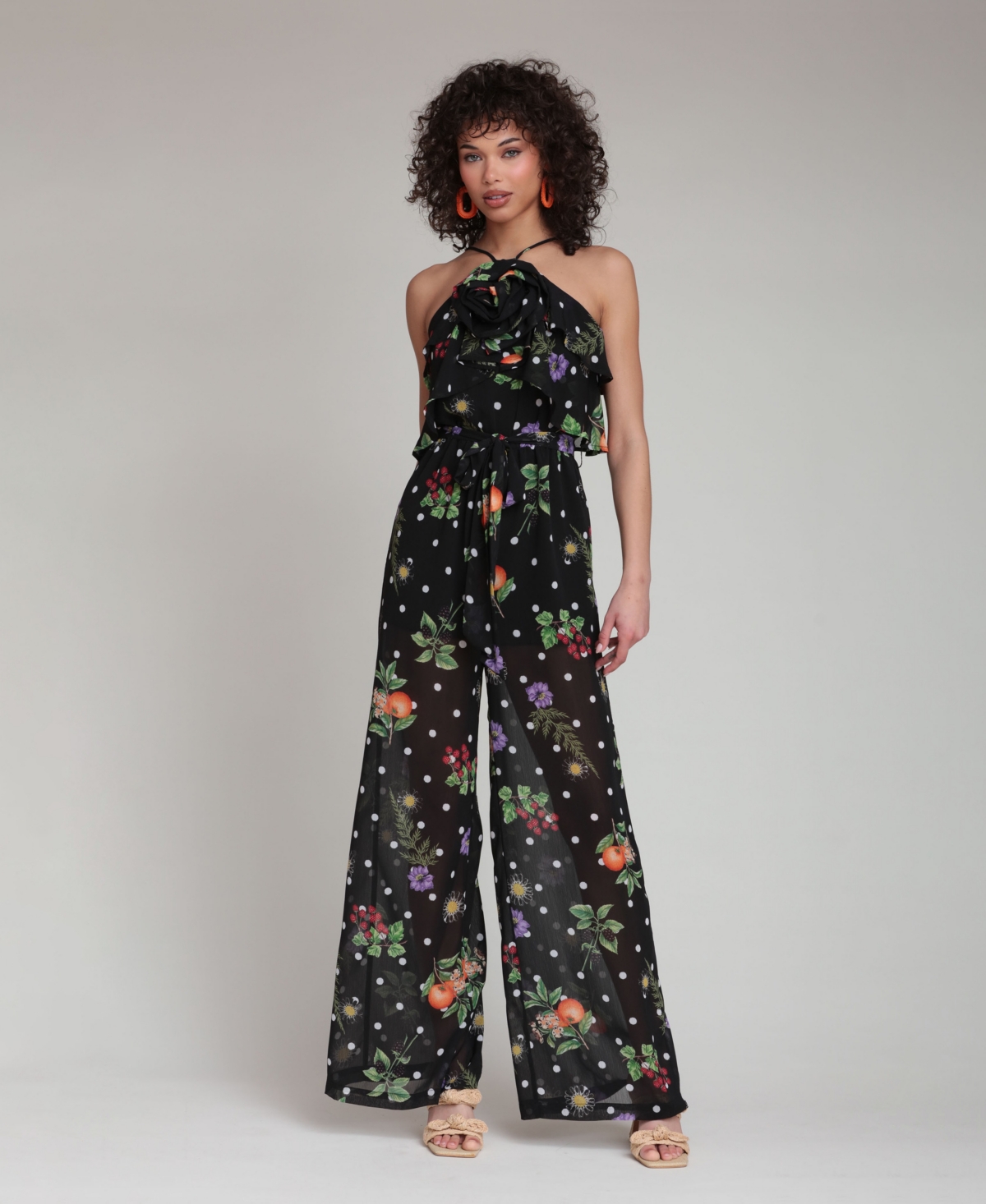 Click here for Avec Les Filles Womens Printed Halter Neck Jumpsui... prices