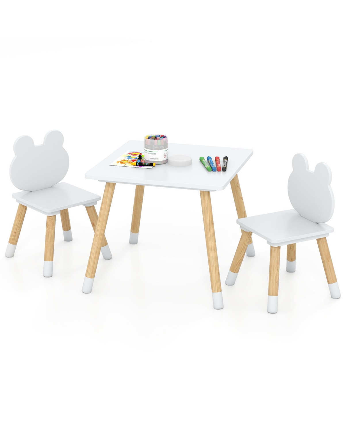 Click here for Gouun 3-Piece Kids Wooden Table and Chair Set with... prices