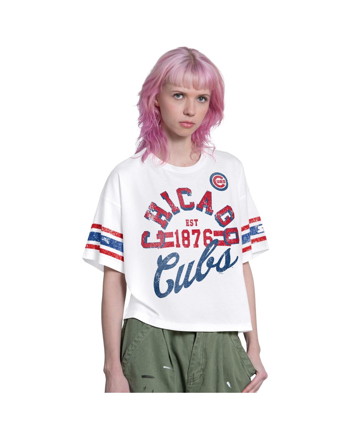 Click here for Starter Womens White Chicago Cubs Cropped Hurry Up... prices