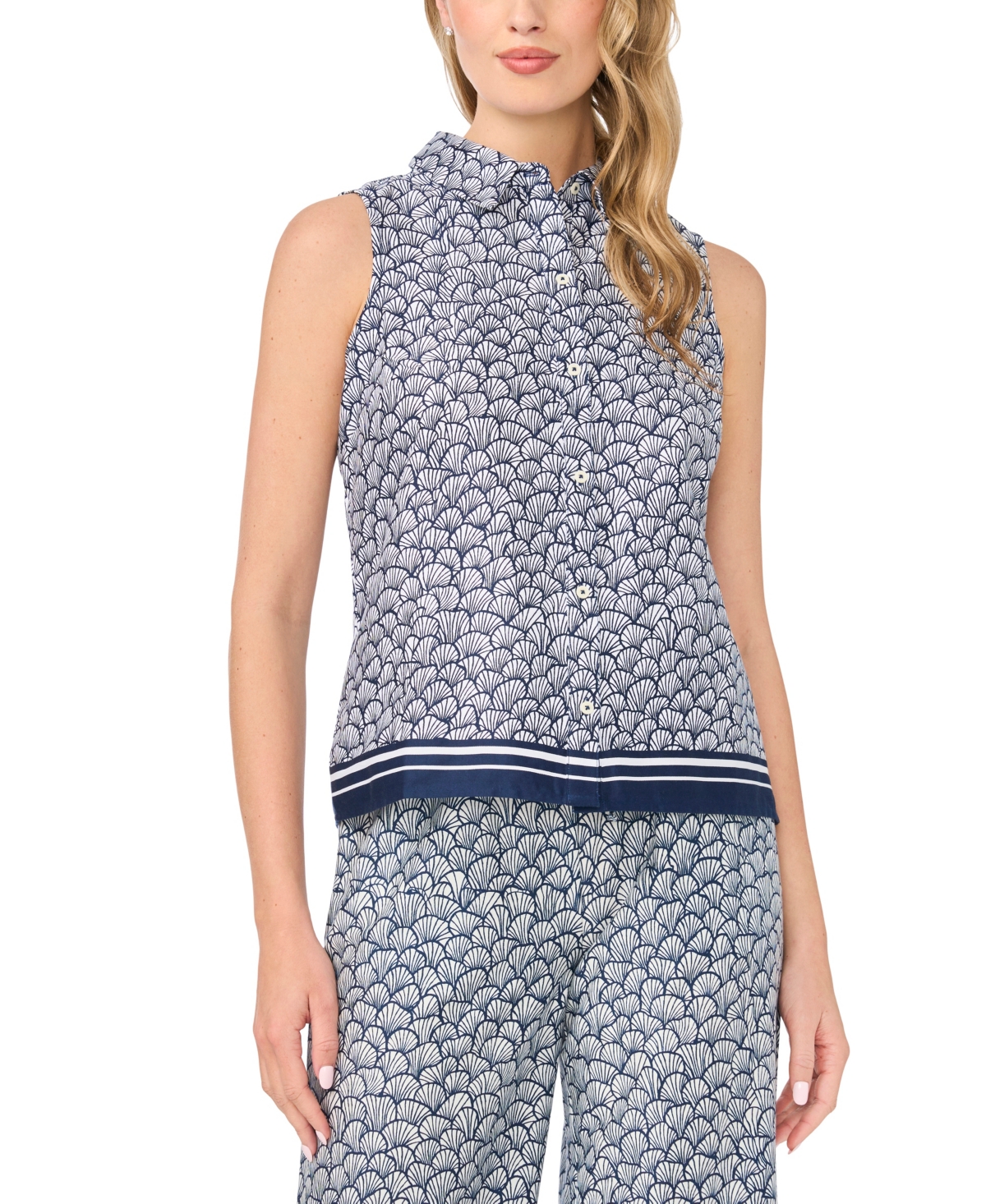 Click here for CeCe Womens Sleeveless Collared Button-Down Top -... prices