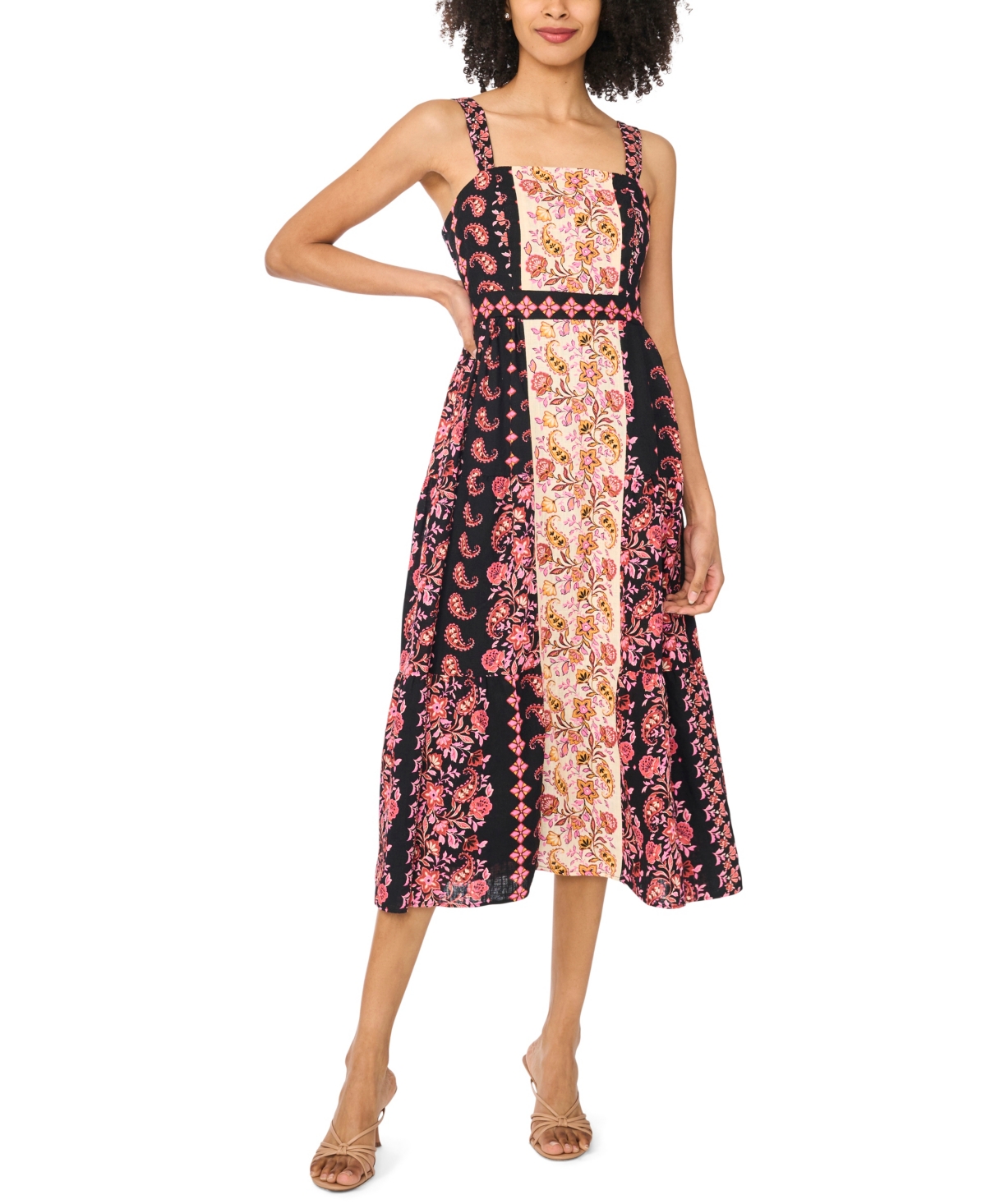 Click here for CeCe Womens Sleeveless Square Neck Midi Dress - Ri... prices