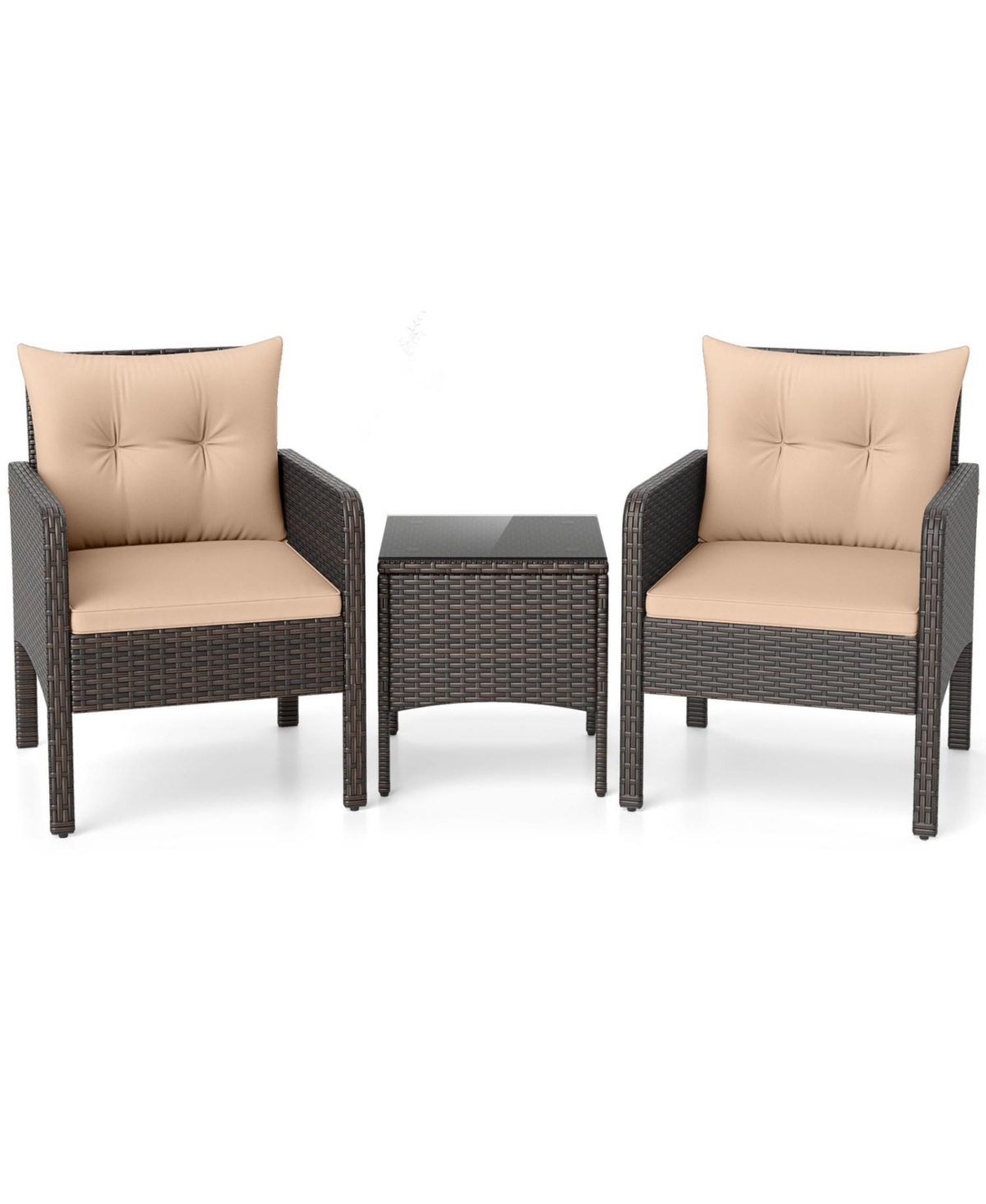 Click here for Slickblue Patio Rattan Set 3 Piece Cushioned Seati... prices
