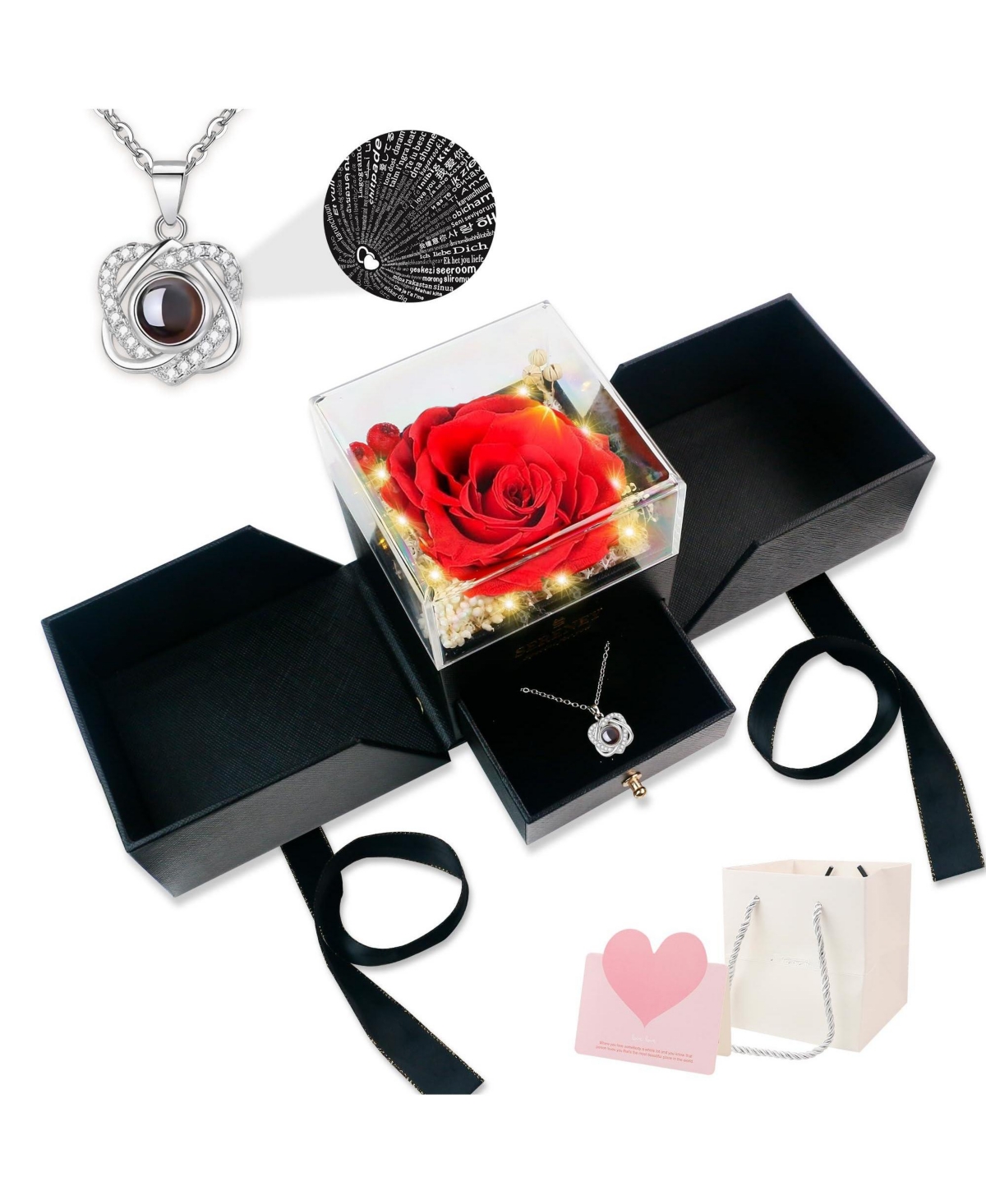 Click here for Gnuadz Preserved Rose Necklace Gift For Her - Red prices