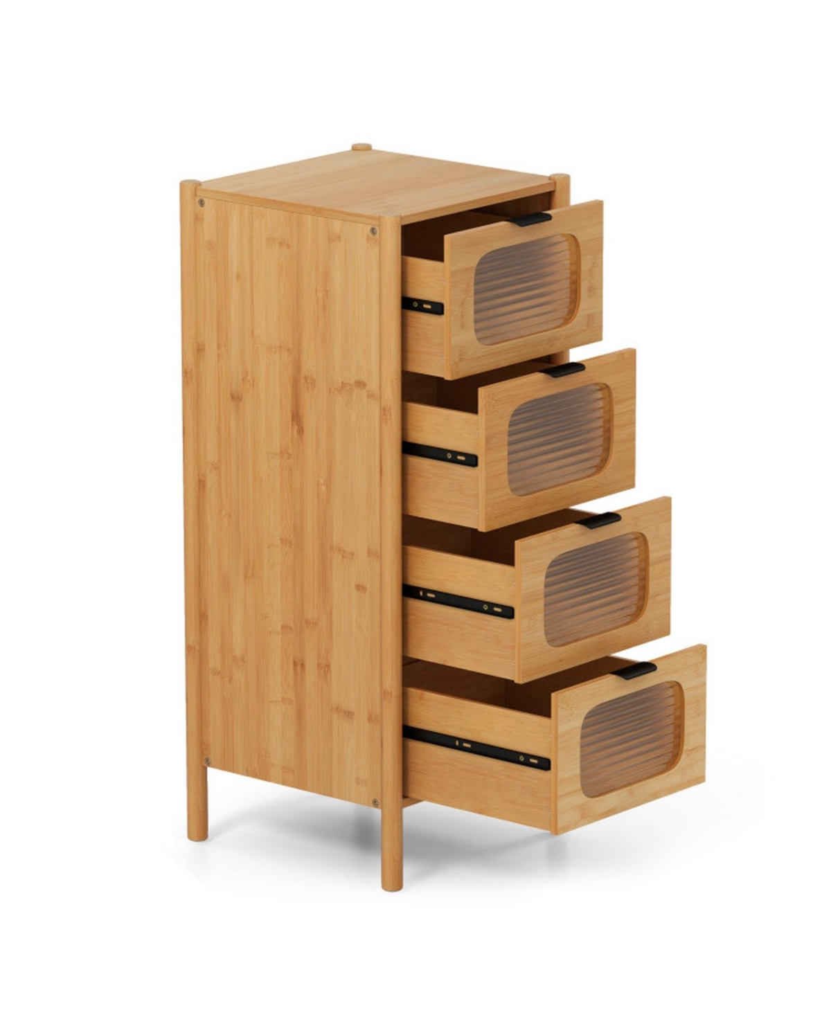 Click here for Gouun 4-Drawer Bamboo Storage Cabinet with Fluted... prices
