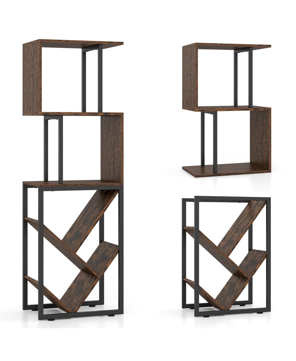 Click here for Gymax 6-Tier Bookshelf Industrial S-Shaped Geometr... prices