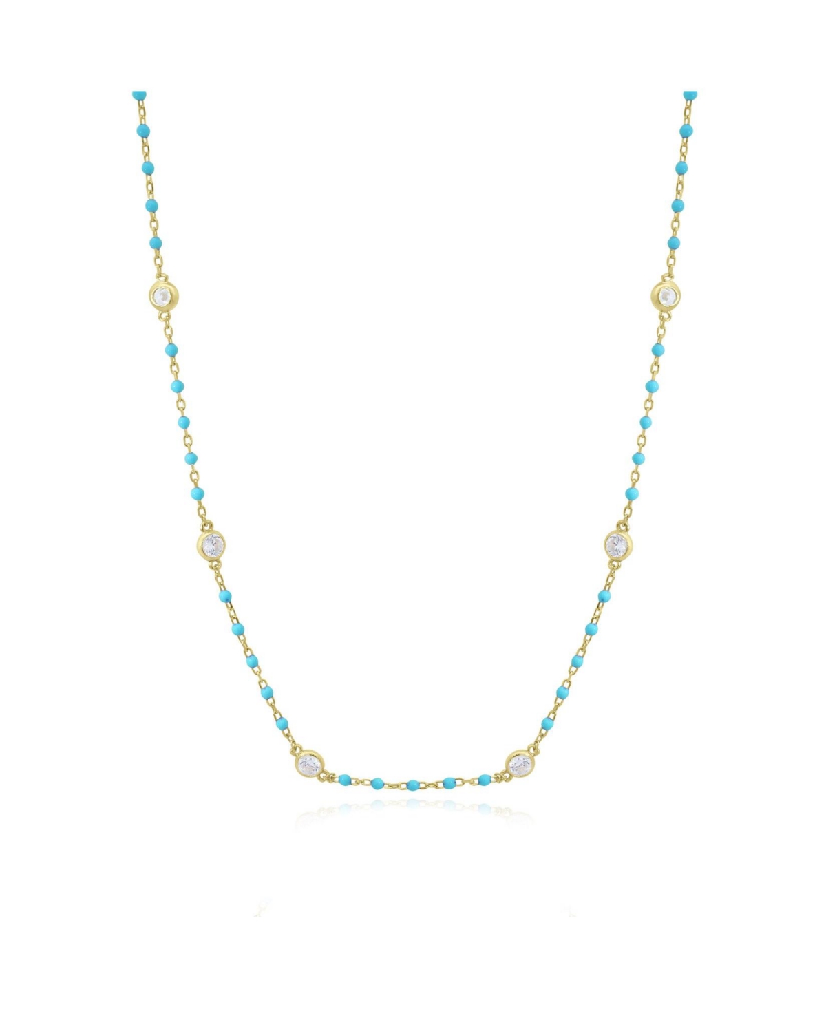 Click here for The Lovery Light Enamel Bead Cz Chain Necklace 14K... prices