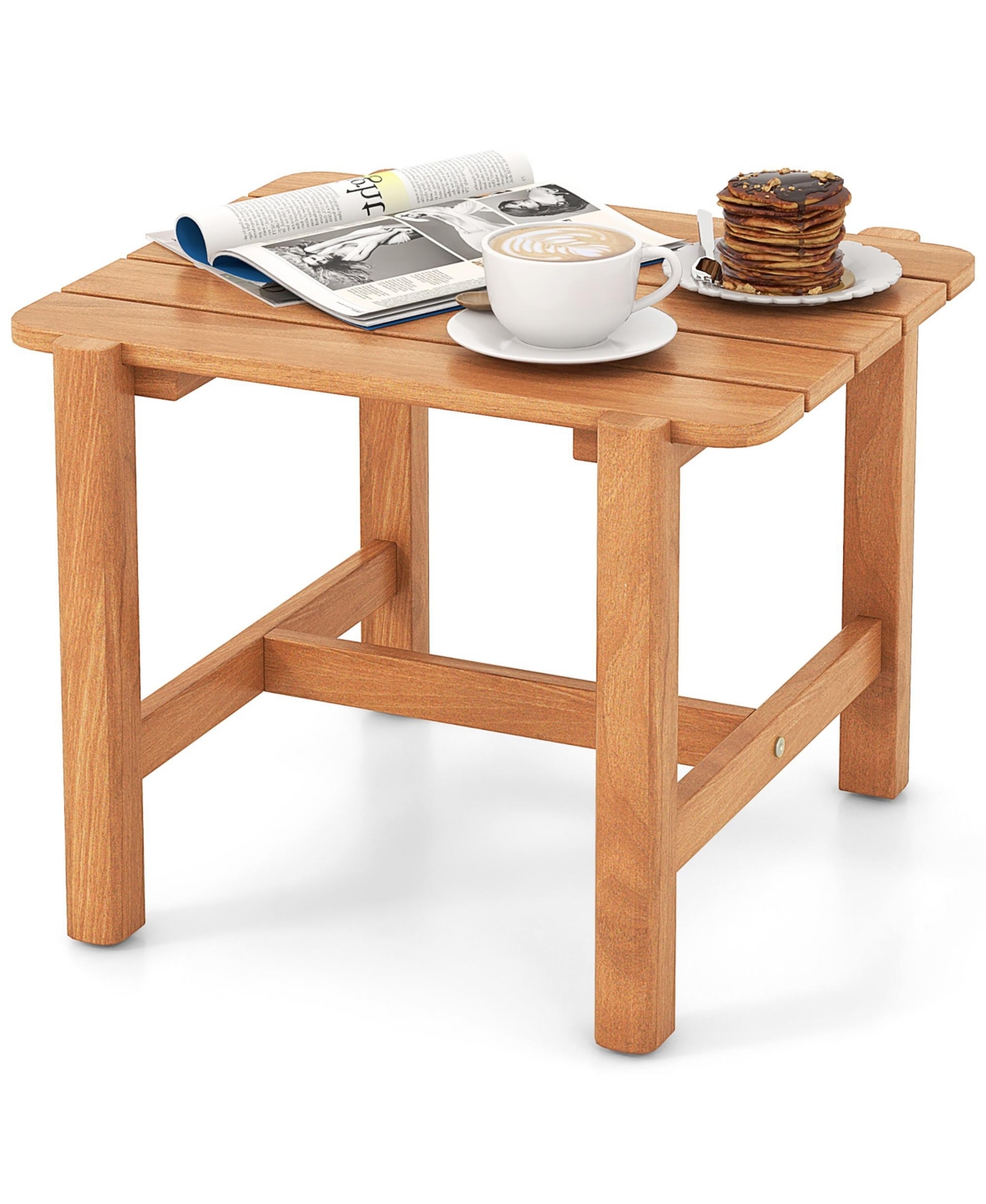 Click here for Gymax Patio Teak Wood Side Table with Slatted Tabl... prices