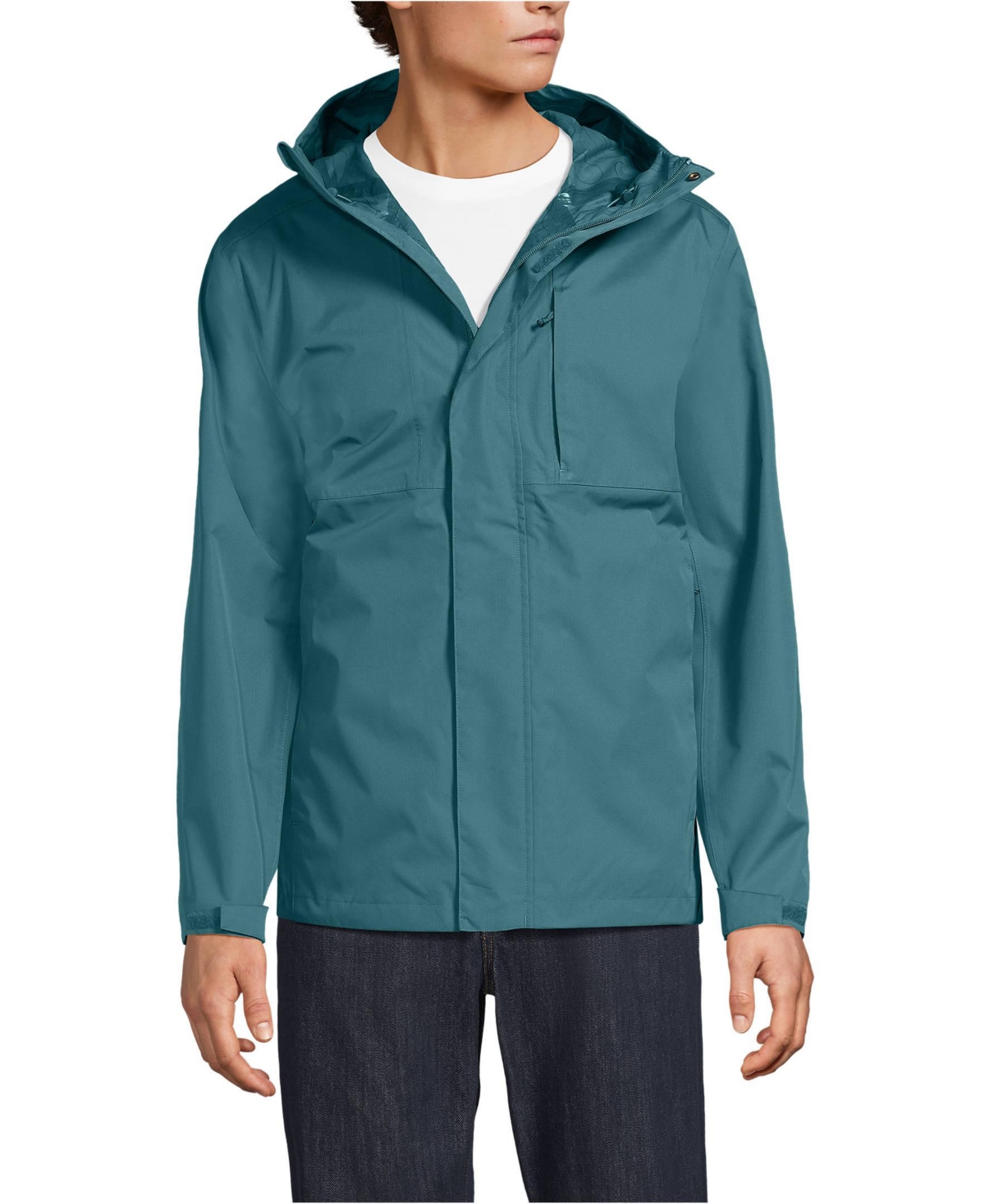 Click here for Lands End Mens Waterproof Raincoat - Teal pool prices