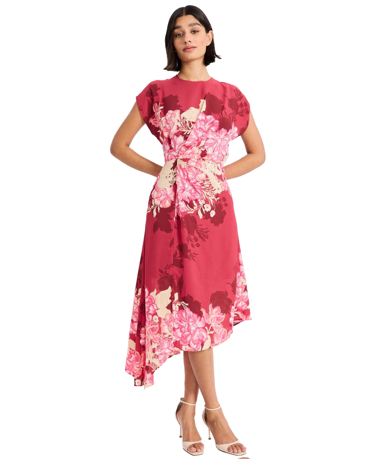 Click here for Maggy London Womens Crewneck Midi Dress - Rose/Pin... prices