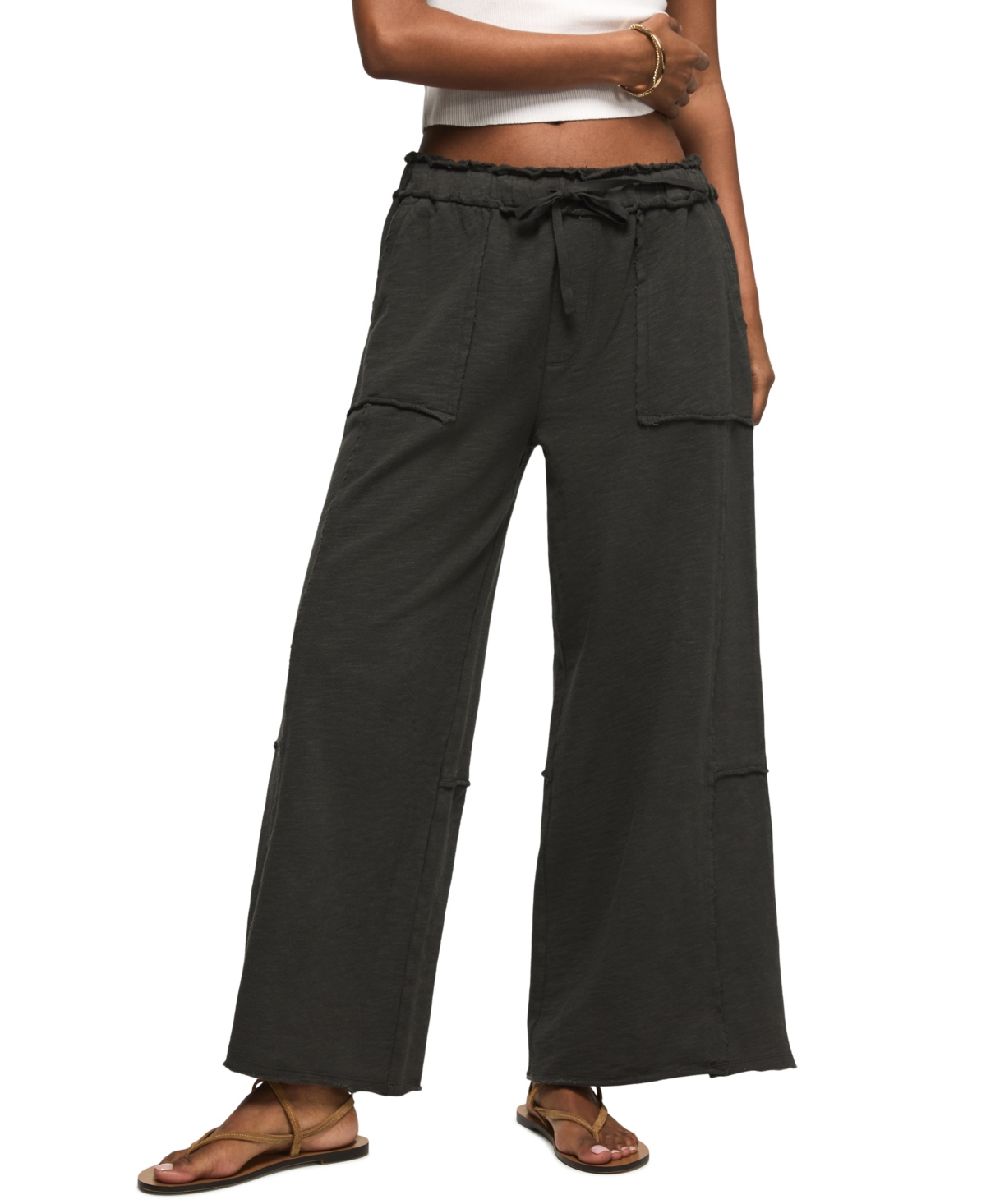 Click here for Lucky Brand Womens Fleece Wide-Leg Pants - Raven prices