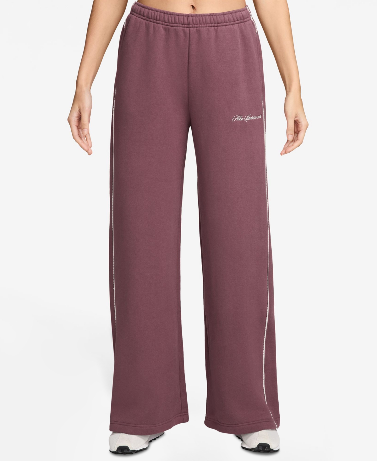 Click here for Nike Studio Fleece Womens Mid-Rise Wide-Leg Scallo... prices