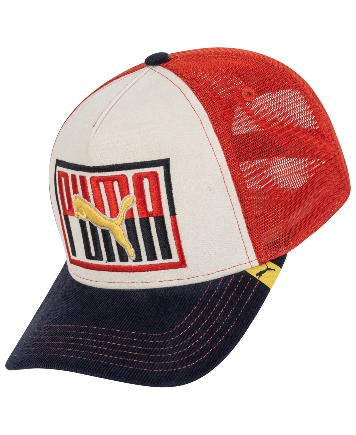 Click here for Puma Mens Colorblock Snapback Trucker Cap - Navy/R... prices