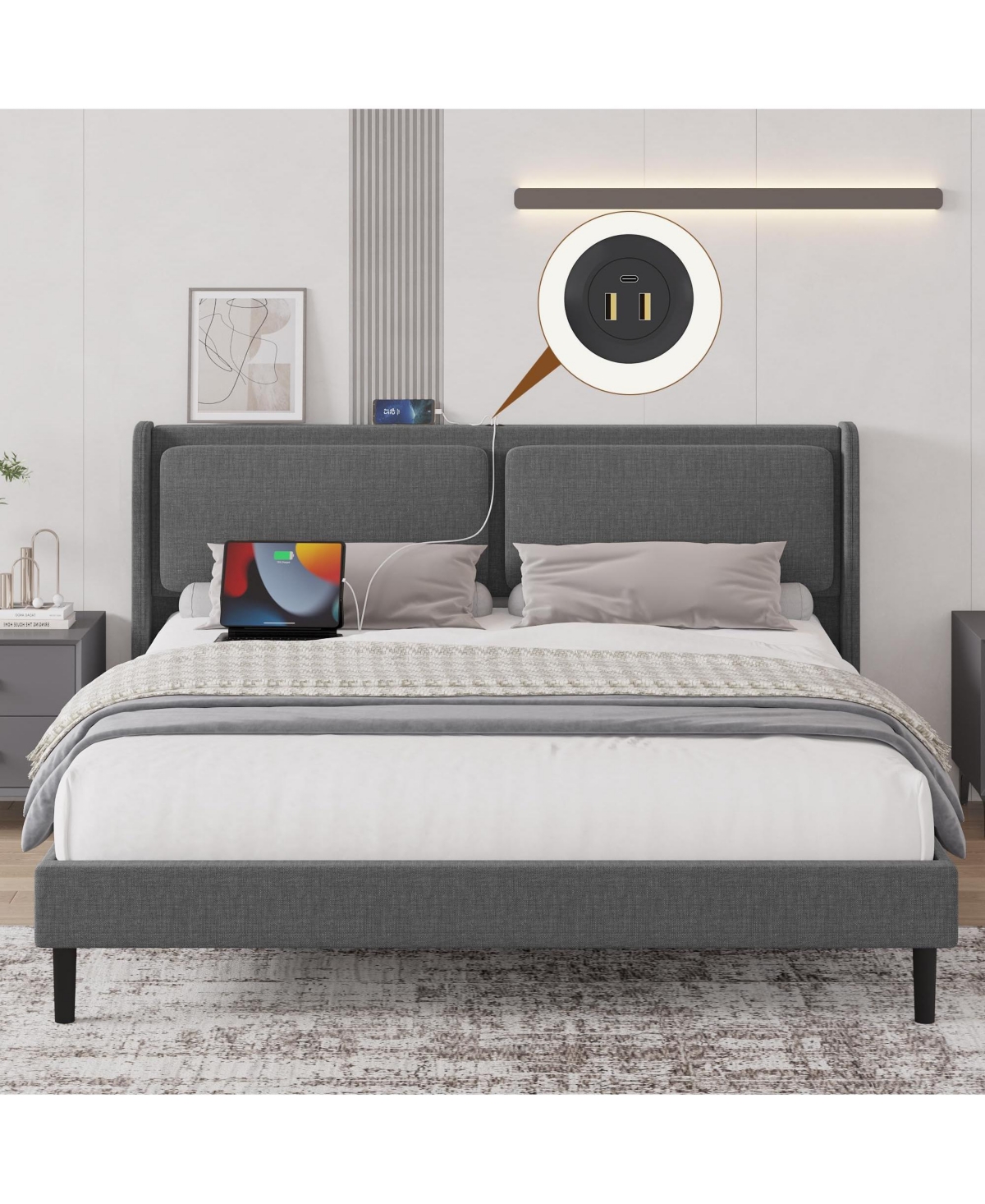 Click here for gaomon Queen Size Bed Frame with 2 Usb Charging Po... prices