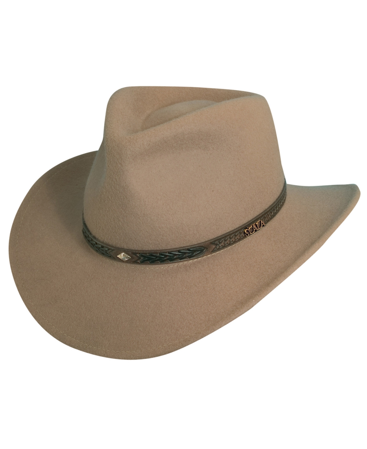 Click here for Scala Mens Crush Felt Durango Wool Hat - Putty prices