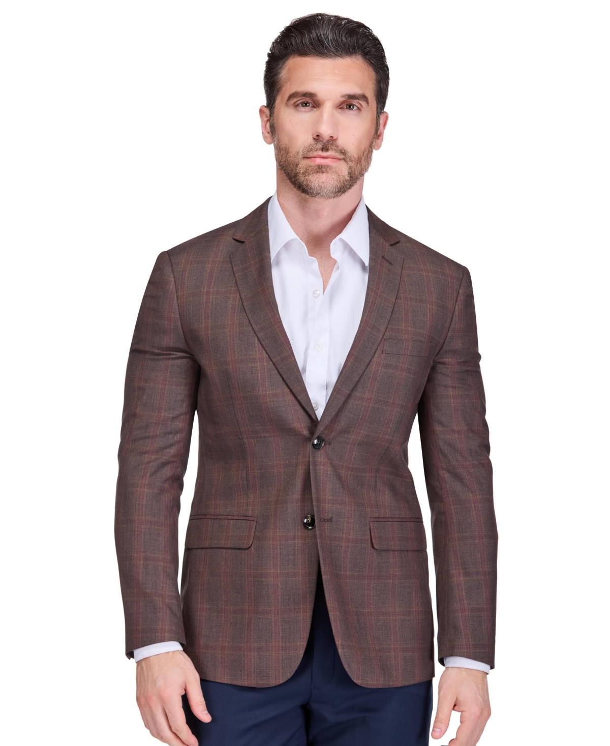 Click here for Gino Vitale Mens Plaid Slim Fit Sportcoat Blazer -... prices