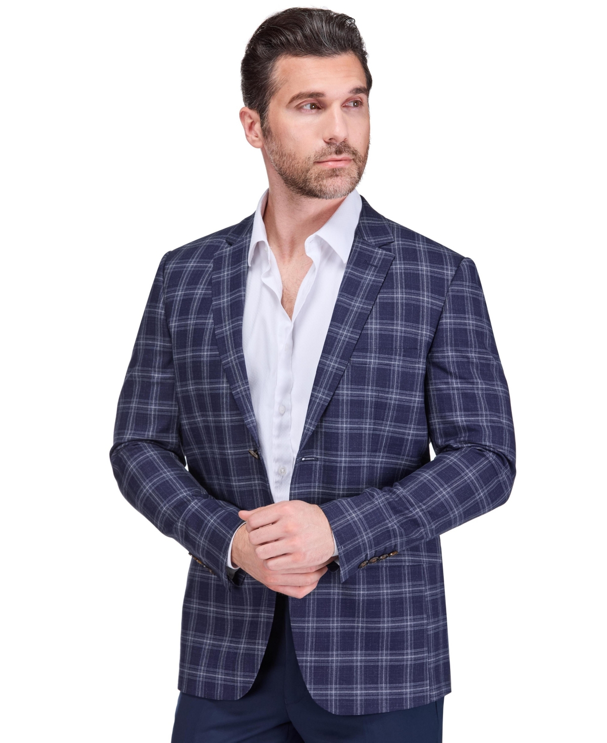 Click here for Gino Vitale Mens Plaid Slim Fit Sportcoat Blazer -... prices