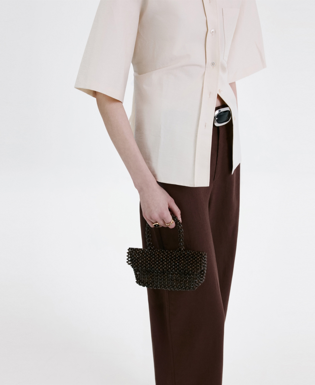 Click here for Mango Womens Linen High-Waist Trousers - Chocolate prices