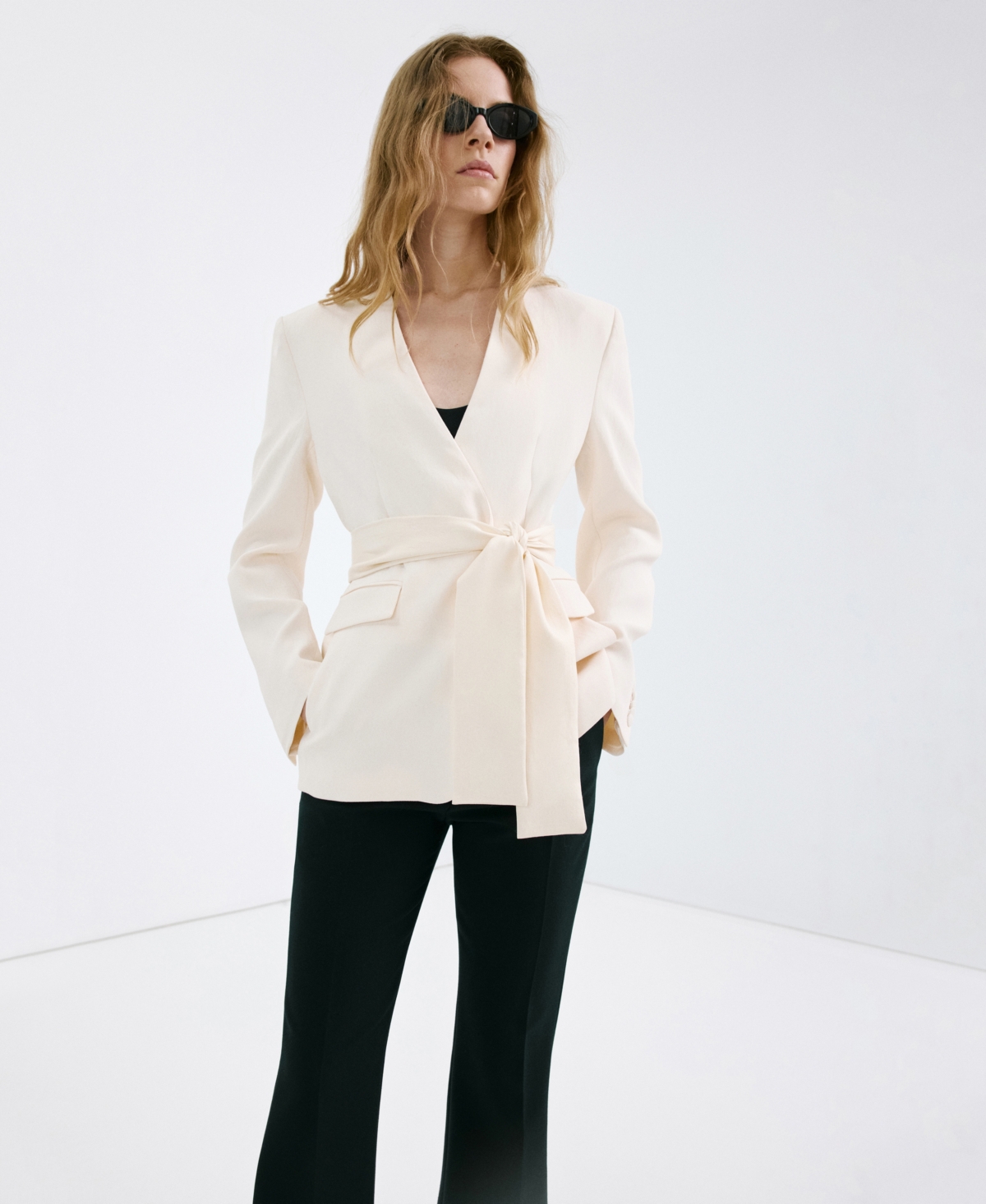 Click here for Mango Womens Without Lapels Suit Blazer - Ecru prices
