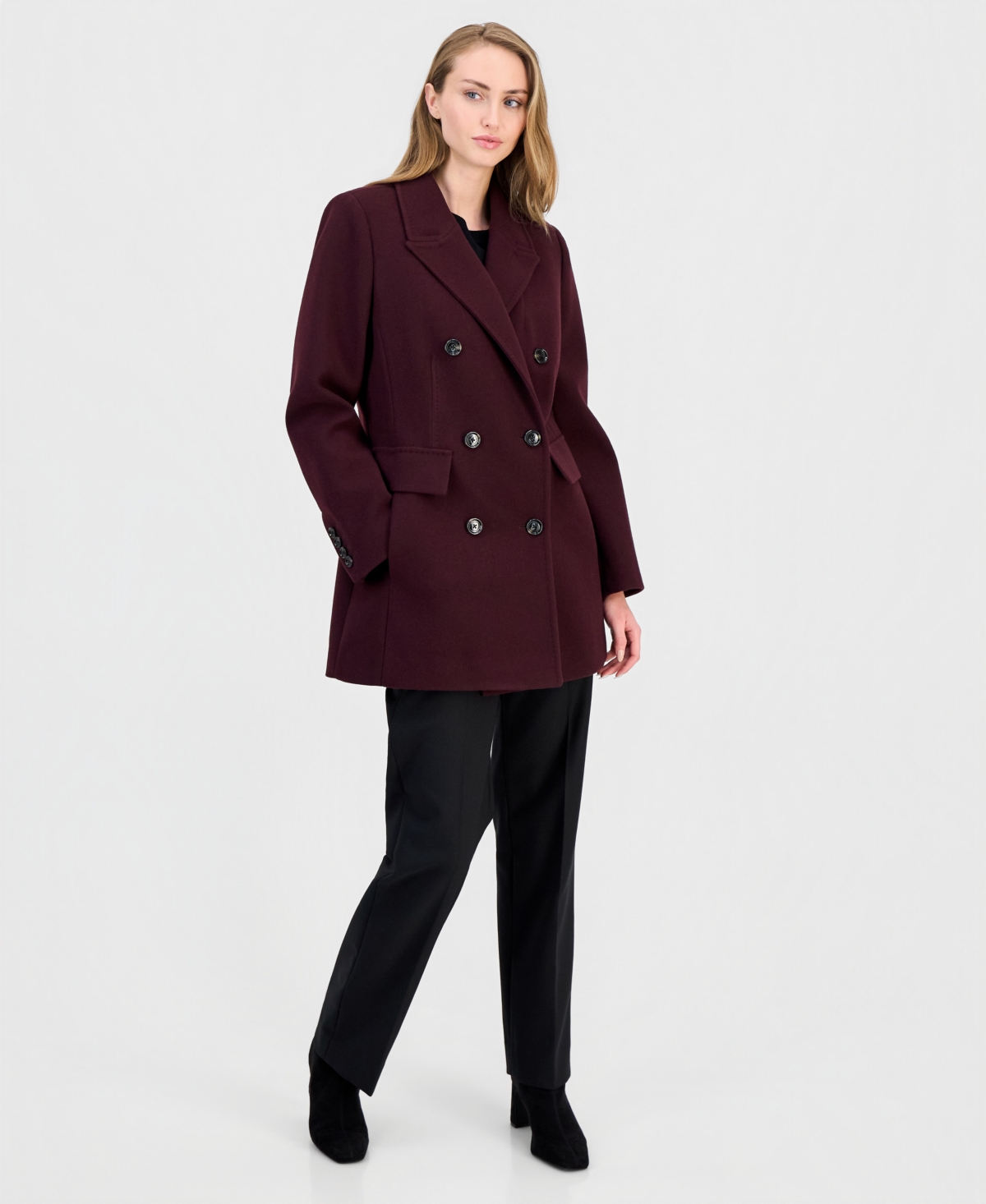 Click here for Anne Klein Petite Double-Breasted Peacoat  Created... prices