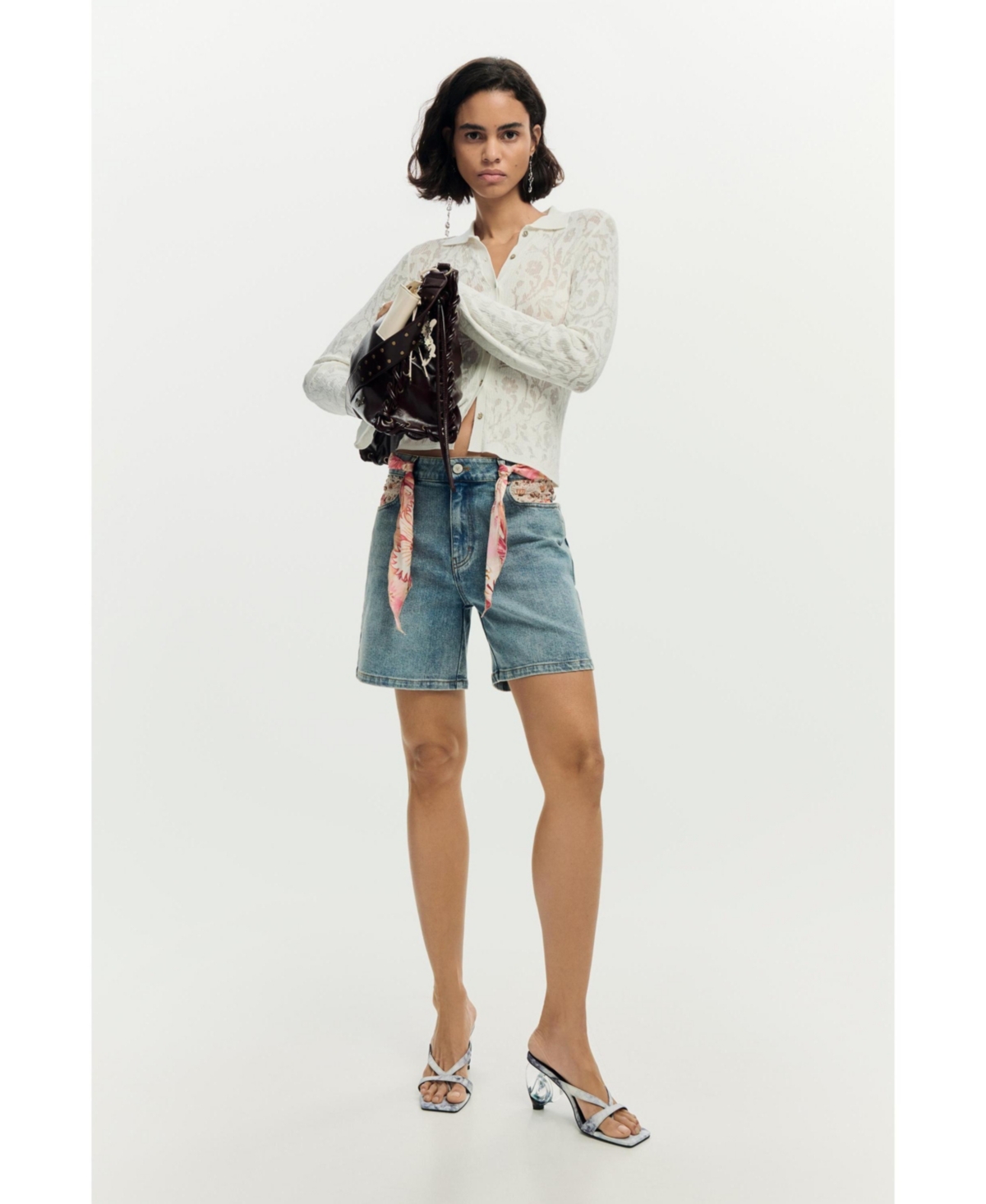 Click here for Desigual Womens Embroidered denim shorts - Medium... prices