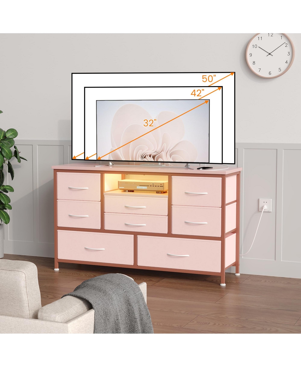 Click here for gaomon 47 Tv Stand Dresser with 8 Fabric Drawers... prices