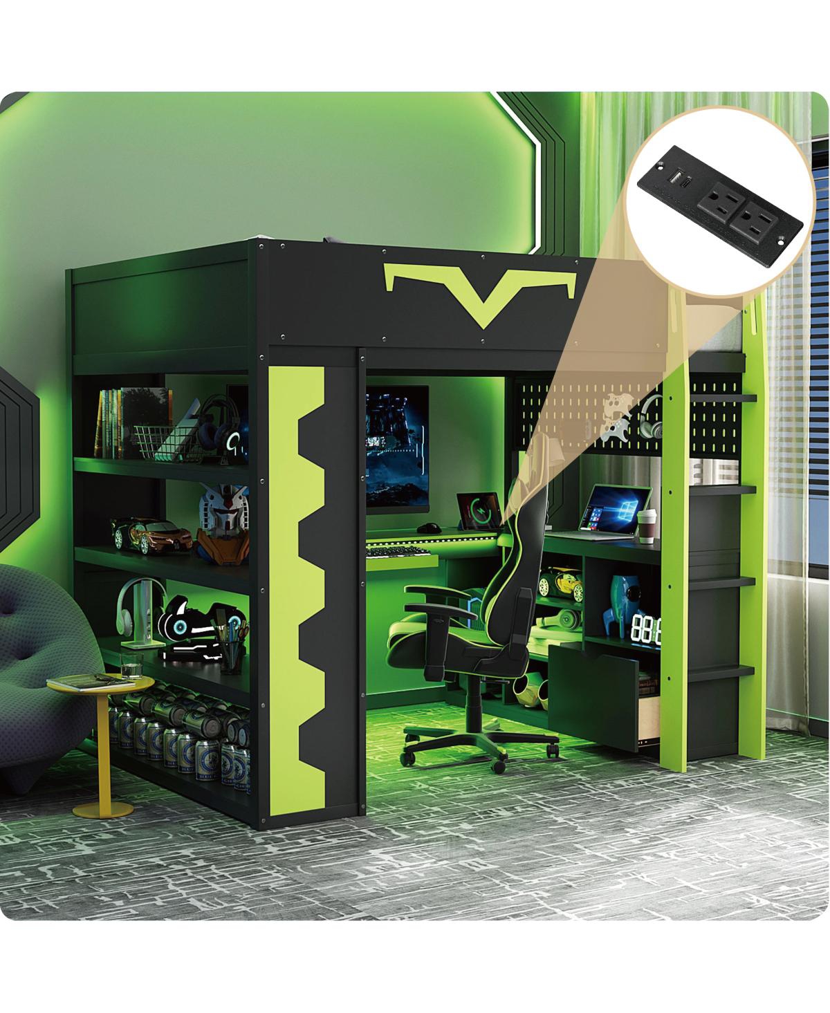 Click here for Streamdale Furniture Gaming Loft Bed w/Desk  Rgb... prices