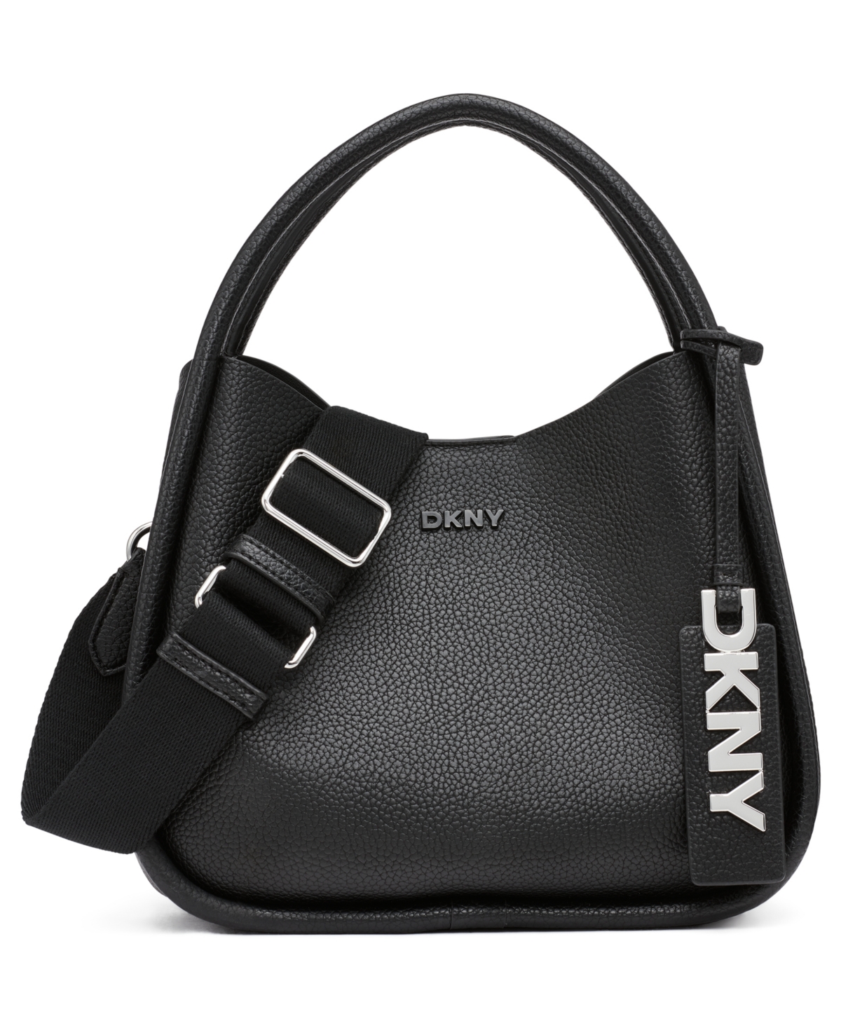 Click here for Dkny Capri Small Hobo Handbag - Black/Silver prices