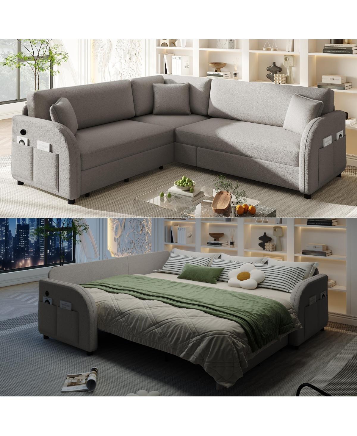 Click here for Streamdale Furniture L-Shaped Sofa with Pull-Out B... prices