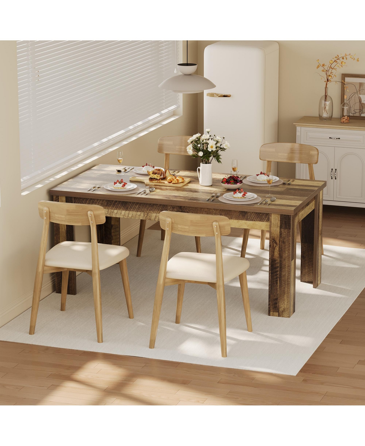 Click here for homfan Farmhouse Dining Table for 4 to 6  63.0 x 3... prices