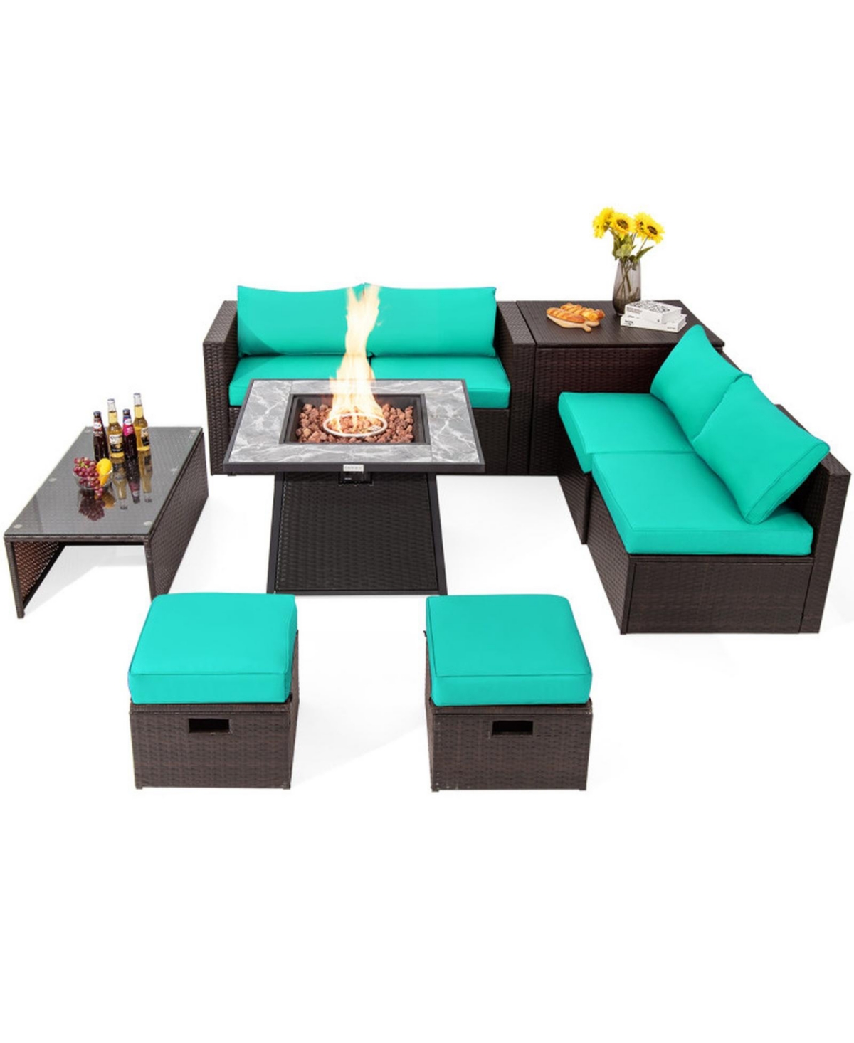Click here for Gouun 9 Piece Outdoor Pe Wicker Sectional Conversa... prices