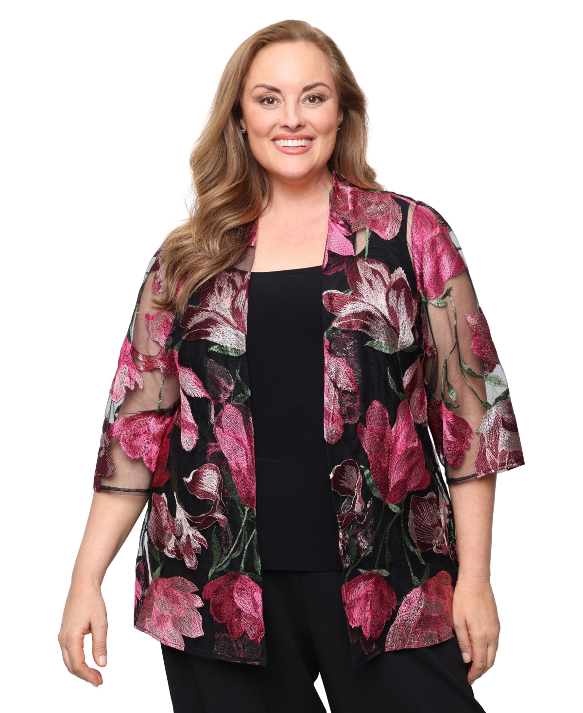 Click here for Alex Evenings Plus Size 3/4-Length-Sleeve Jacket a... prices