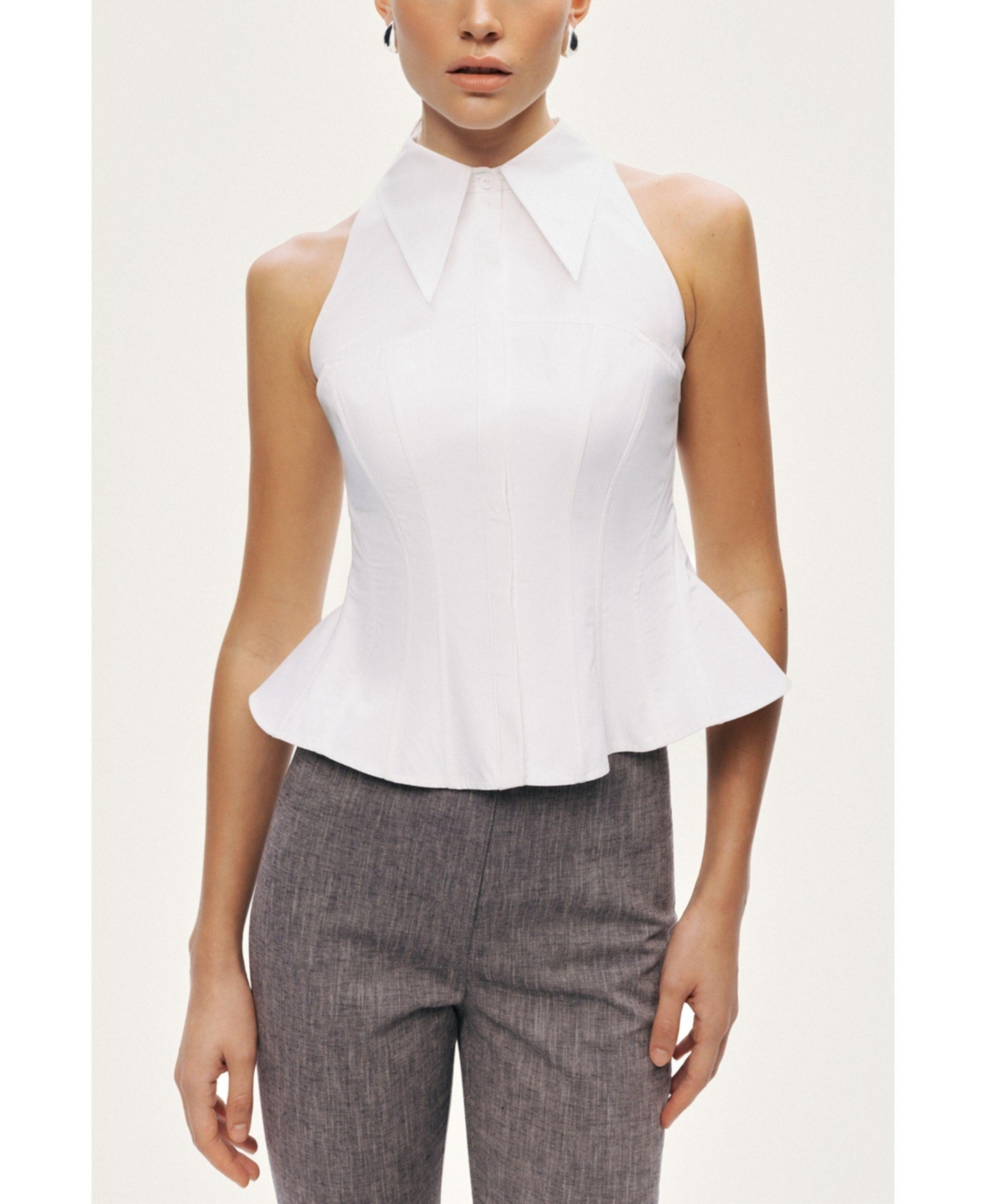 Click here for Nocturne Womens Sleeveless Sculpted Shirt - White prices