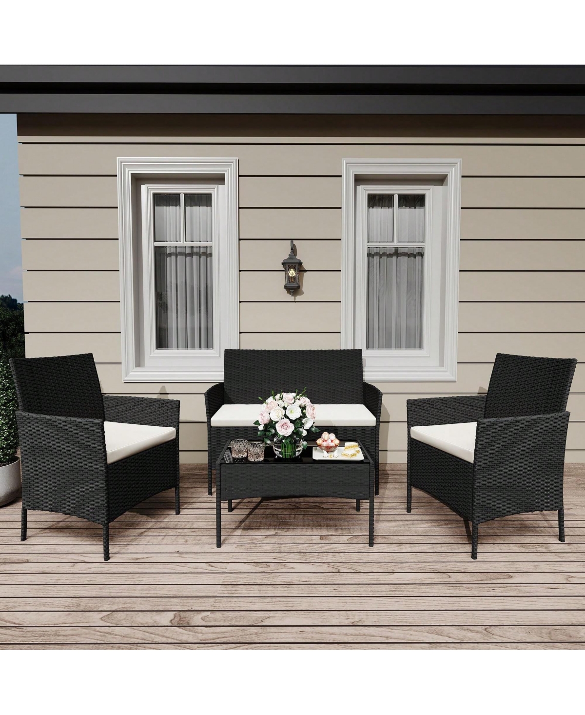 Click here for GarveeLife 4 Piece Outdoor Pe Rattan Conversation... prices