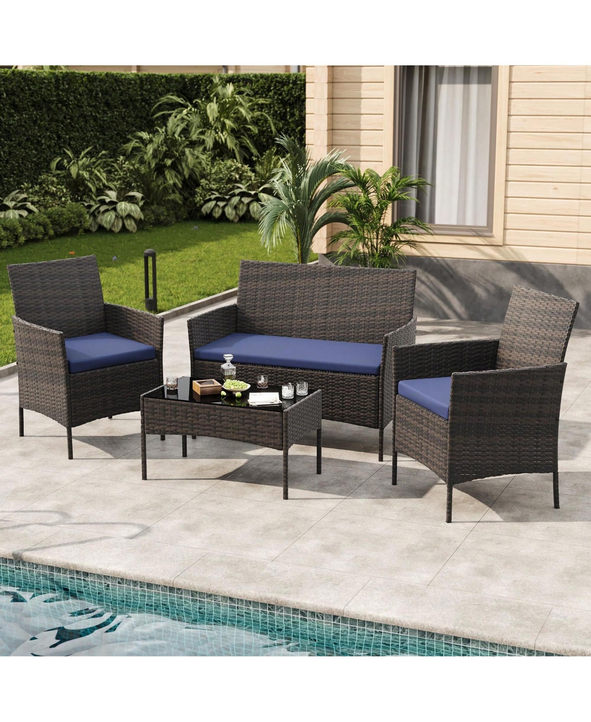 Click here for GarveeLife 4 Piece Outdoor Pe Rattan Conversation... prices
