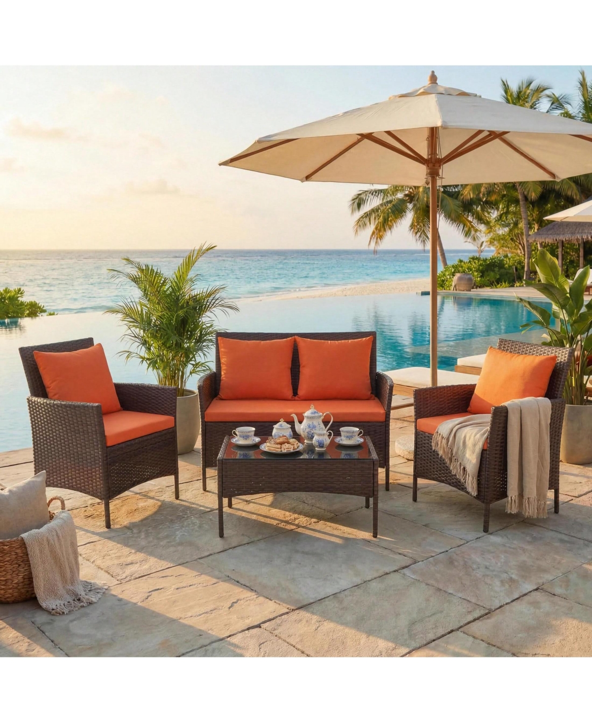 Click here for GarveeLife 4 Piece Outdoor Pe Rattan Conversation... prices