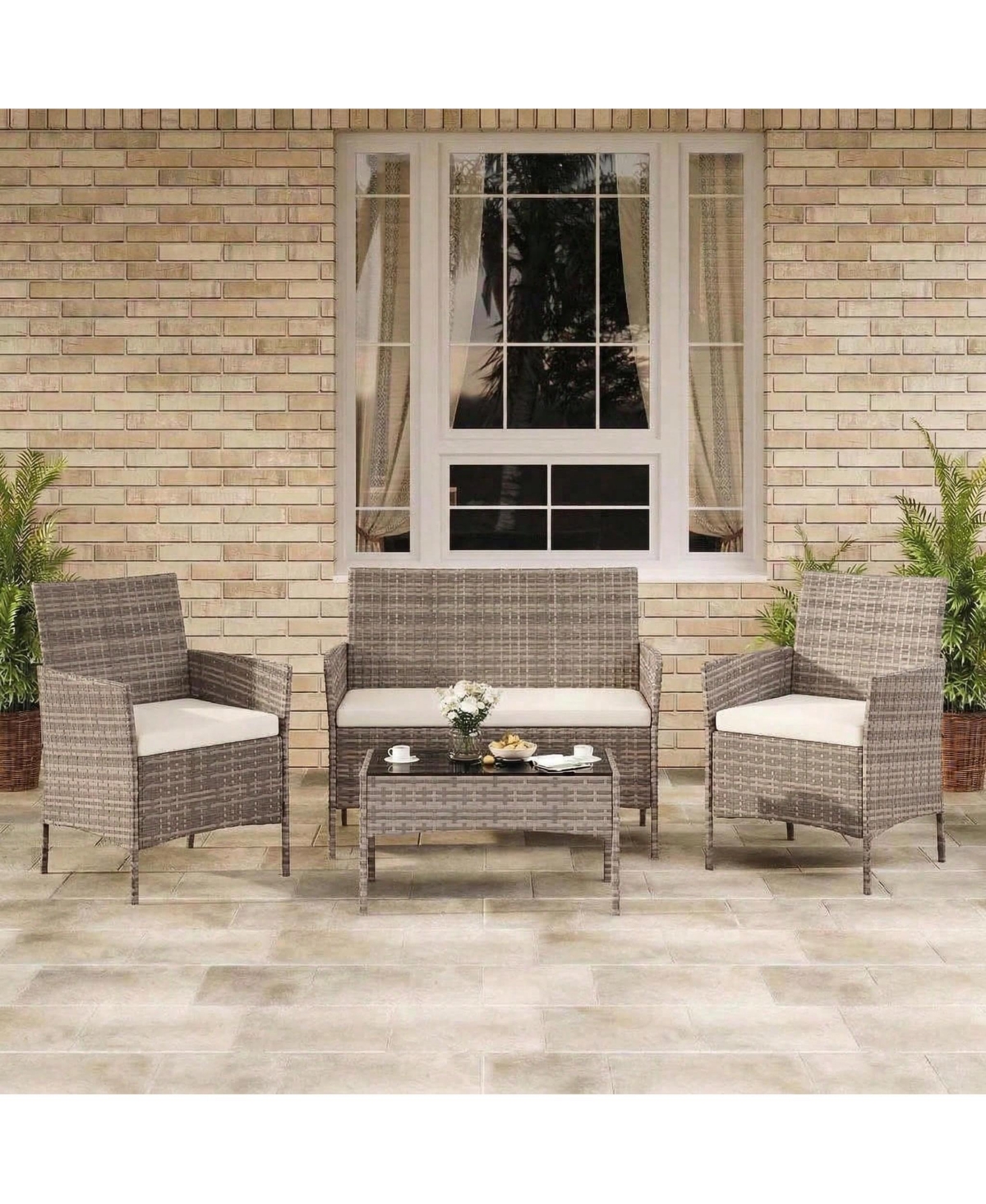 Click here for GarveeLife 4 Piece Outdoor Pe Rattan Conversation... prices